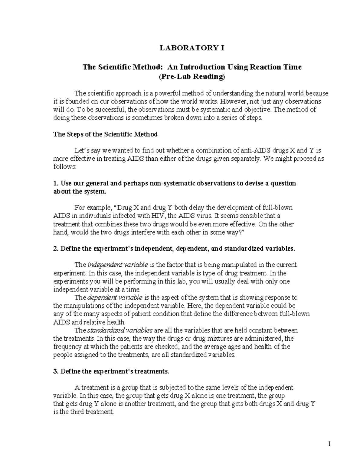Biology Today Lab 1: Exploring the Scientific Method in Experiments ...