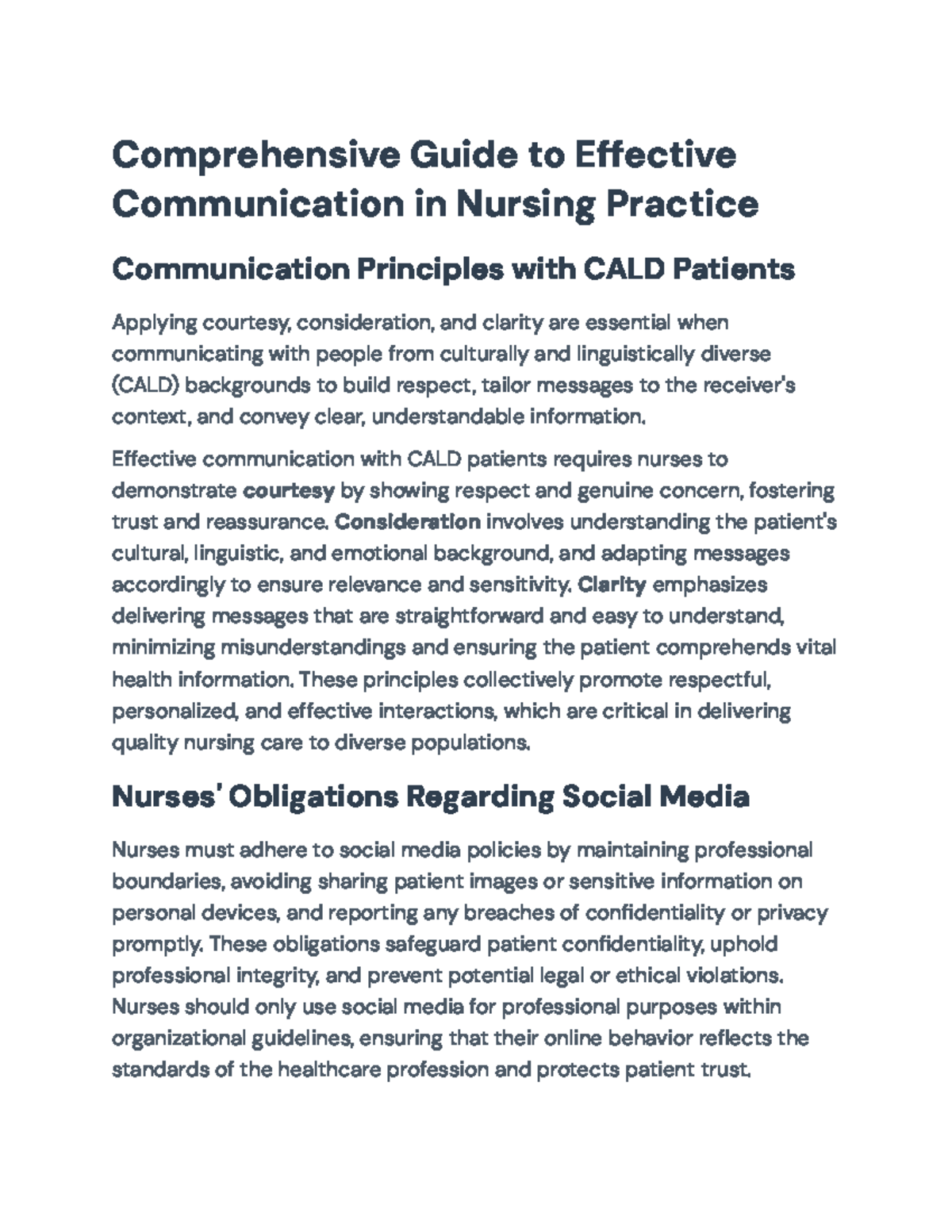 NUR 301: Effective Communication Strategies in Nursing Practice - Studocu
