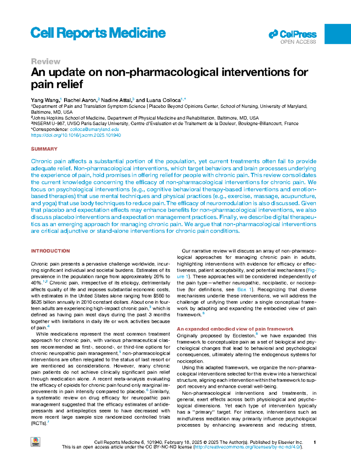 Review of Non-Pharmacological Interventions for Pain Relief - Studocu