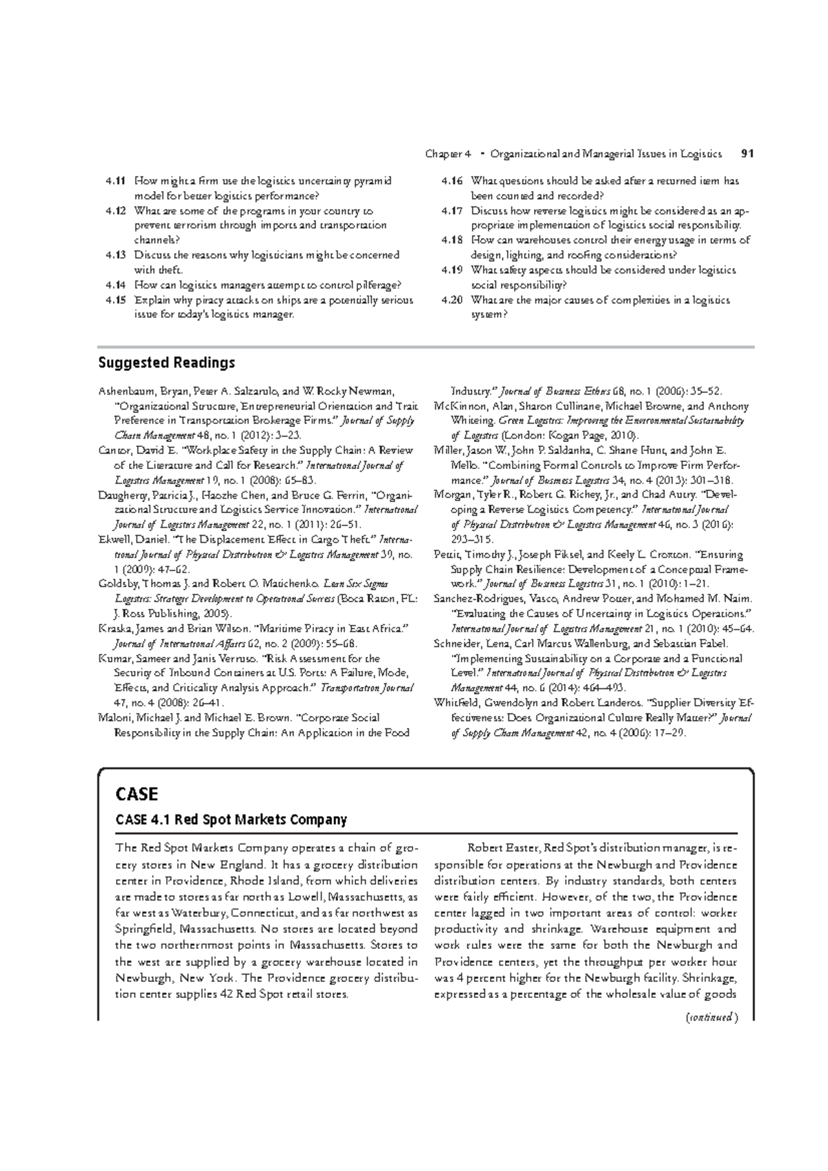 Chapter 4 Case Study: Logistics Challenges and Management Solutions - Studocu