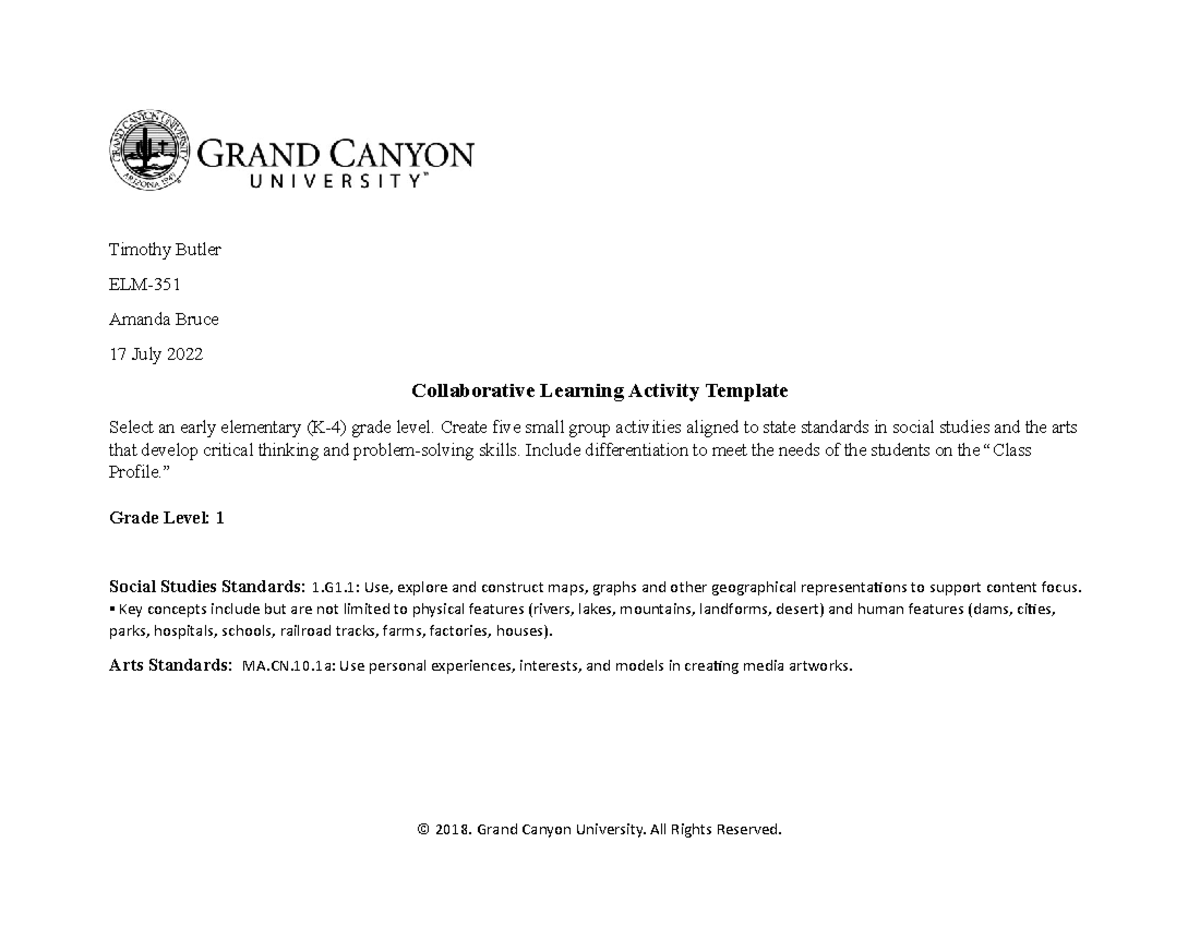 Collaborative Learning Activity Timothy Butler - Timothy Butler ELM- Amanda Bruce 17 July 2022 ...