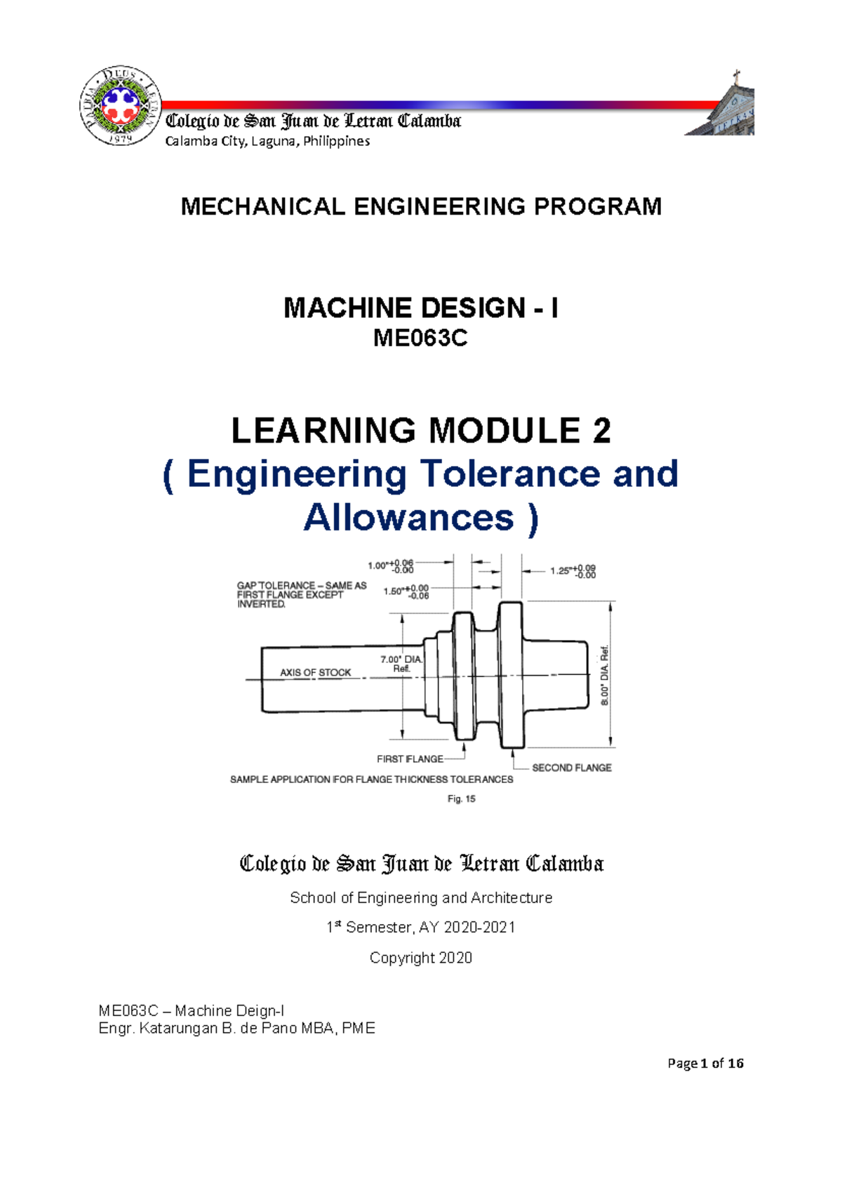 ME063C - Learning Module 2: Engineering Tolerance and Allowances - Studocu
