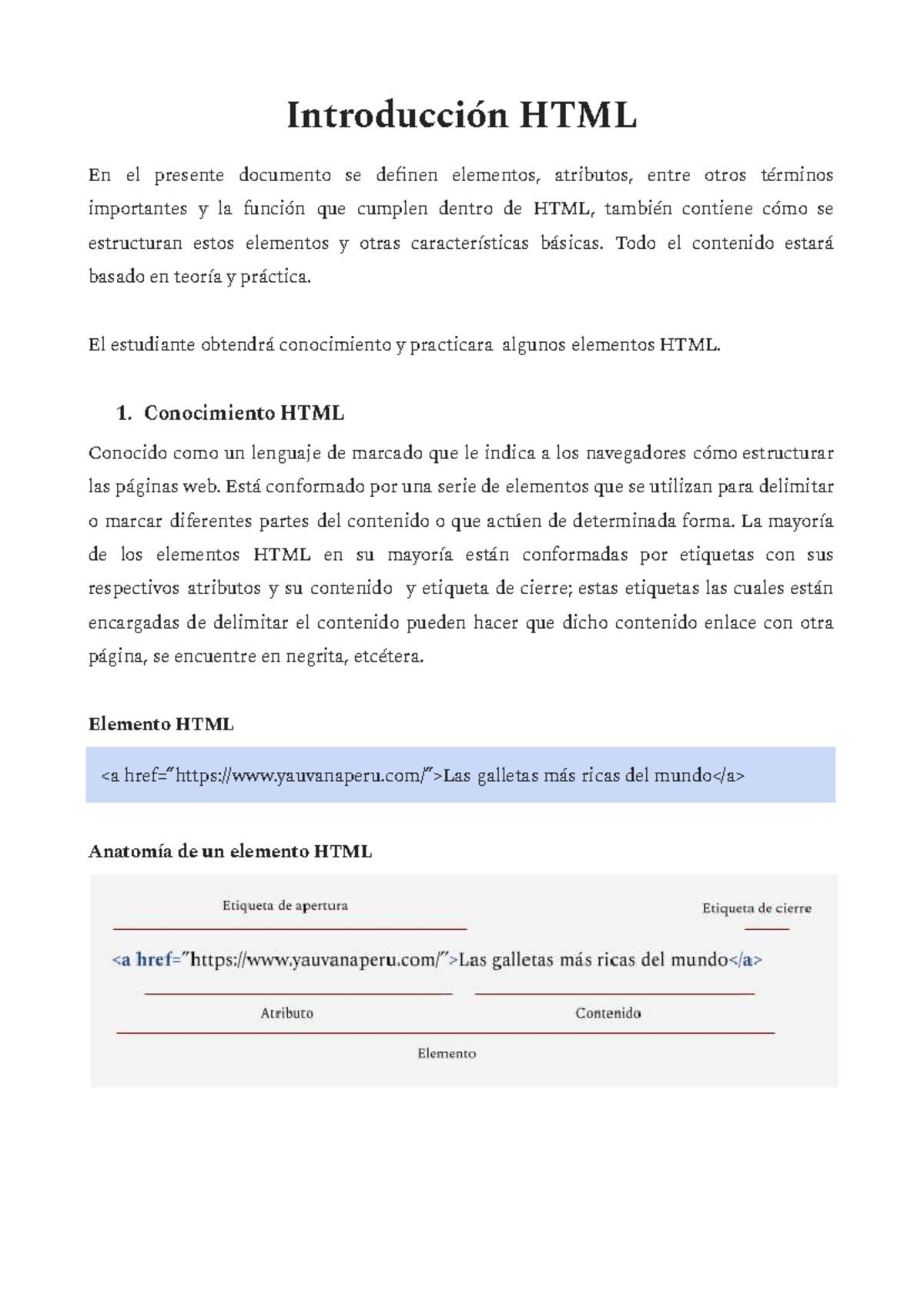Introducción a HTML: Elementos y Estructura Básica - 1-Introducción HTML - Studocu