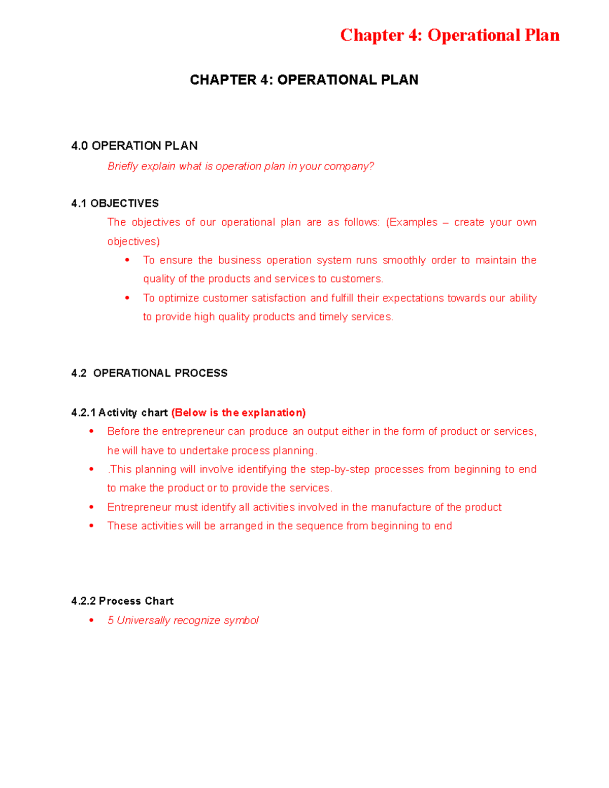 Chapter 4 Operational PLAN - CHAPTER 4: OPERATIONAL PLAN 4 OPERATION ...