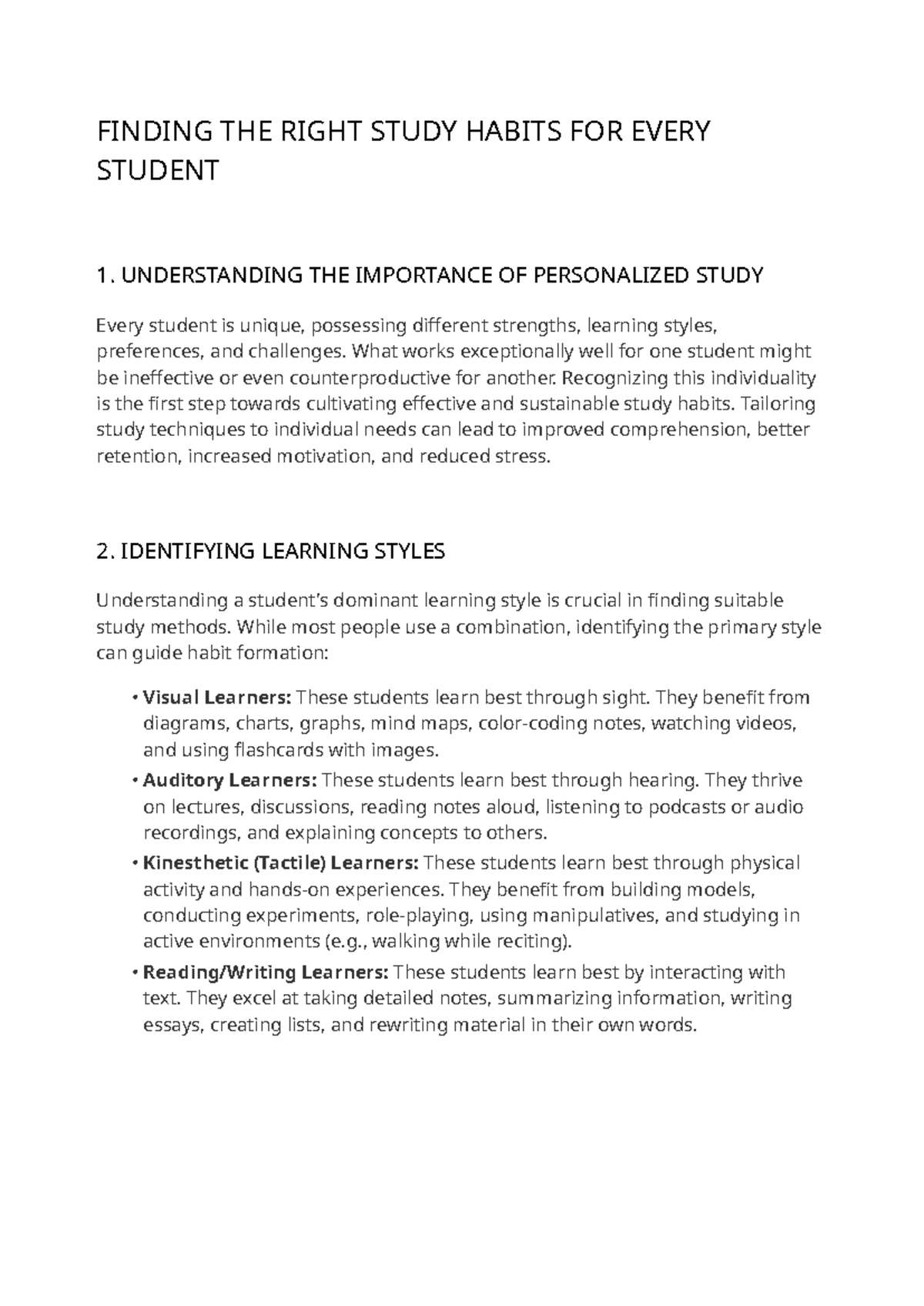 FINDING EFFECTIVE STUDY HABITS FOR STUDENTS: A GUIDE - Studocu