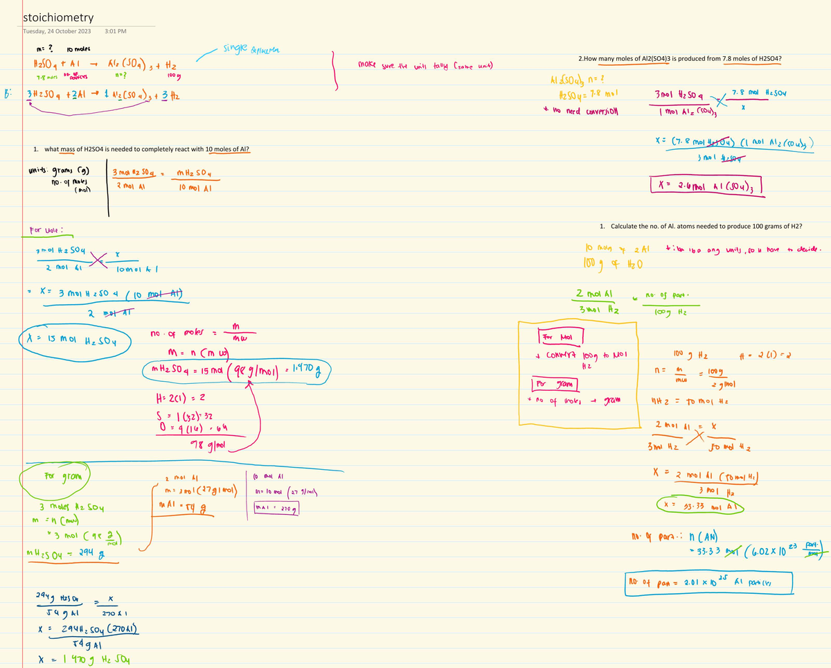 Stoichiometry - Anachem Short Notes (Course Code: H2504) - Studocu