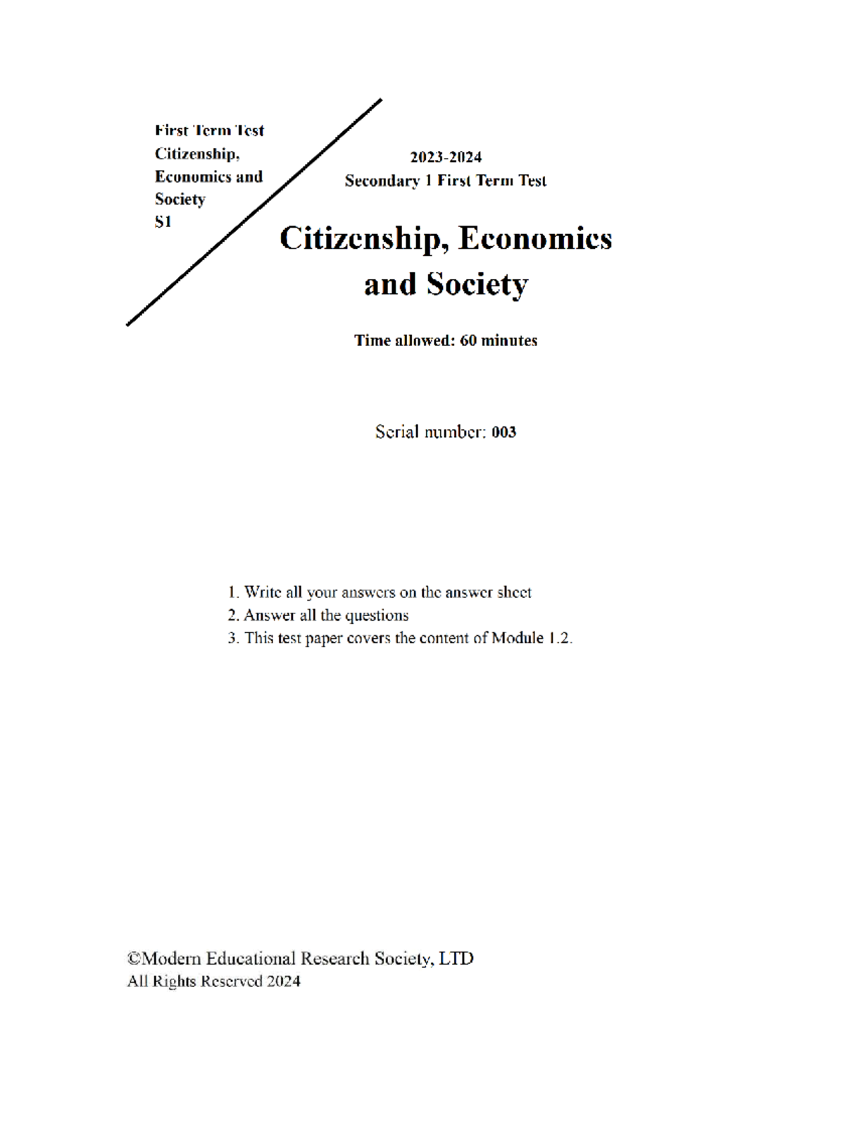 S1 CES First Term Test Mock Paper - Citizenship & Economics - Studocu