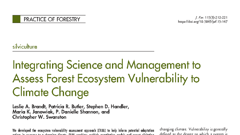 Integrating Science and Management: Assessing Forest Ecosystem ...