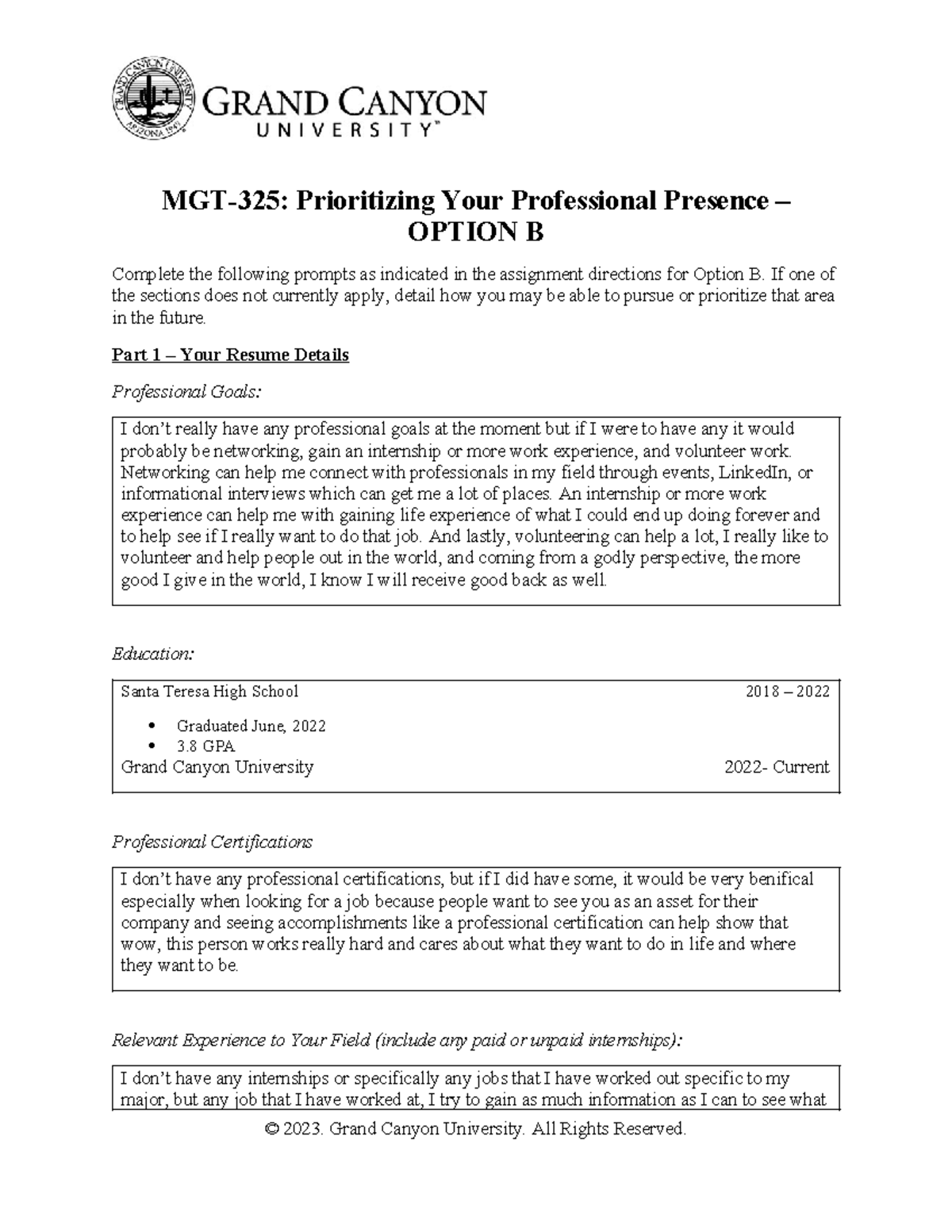 MGT-325: Prioritizing Your Professional Presence - Option B Insights ...