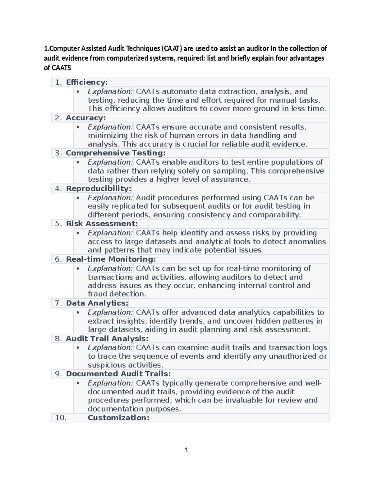 Auditing - it is auditin - 1 Assisted Audit Techniques (CAAT) are used ...