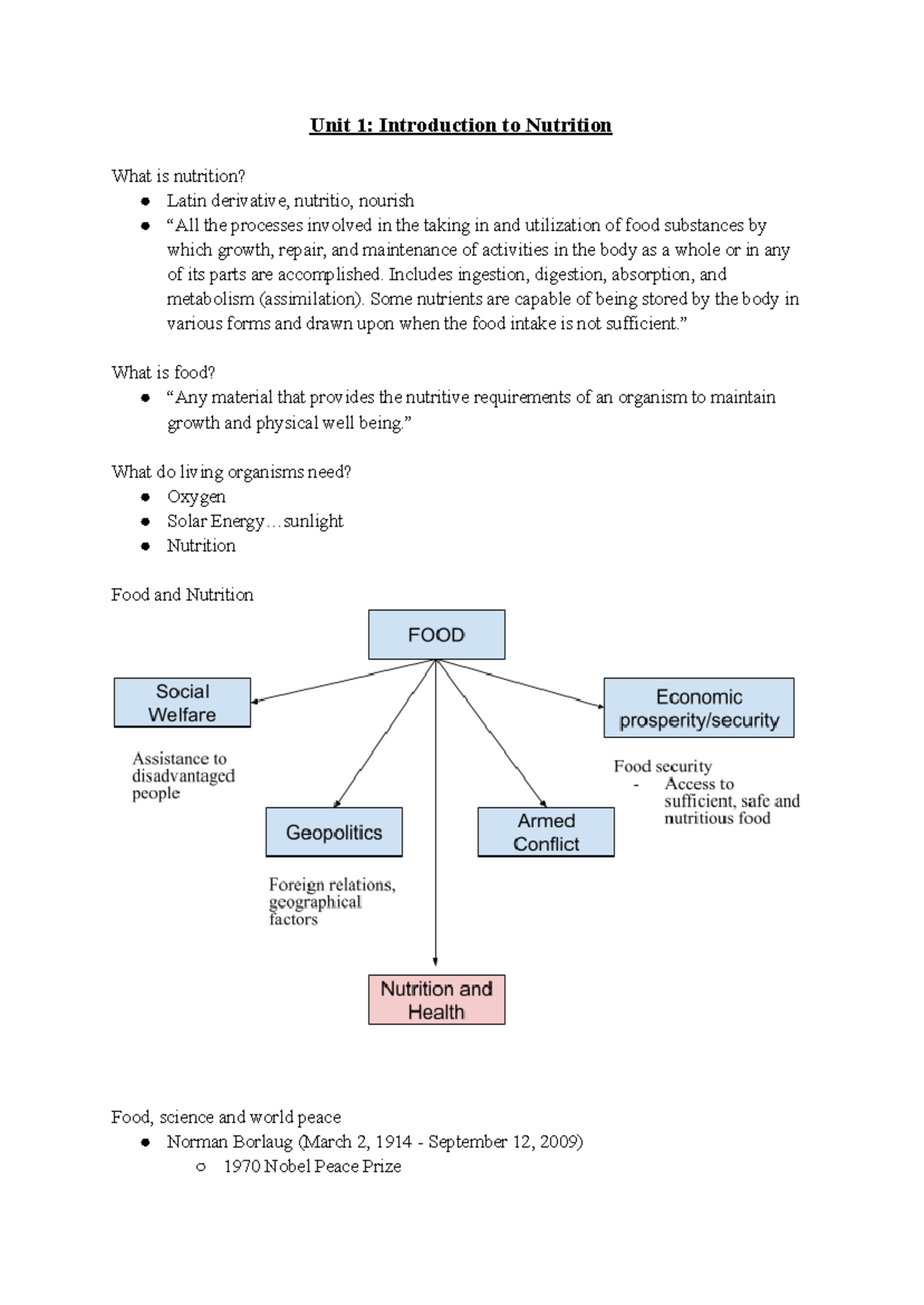 NUTR 1010 - Unit 1: Introduction to Nutrition and Digestion Overview ...