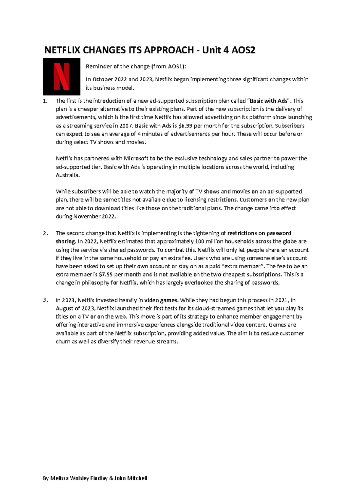 Case Study - Netflix's Business Model Changes (Unit 4 AOS) - Studocu