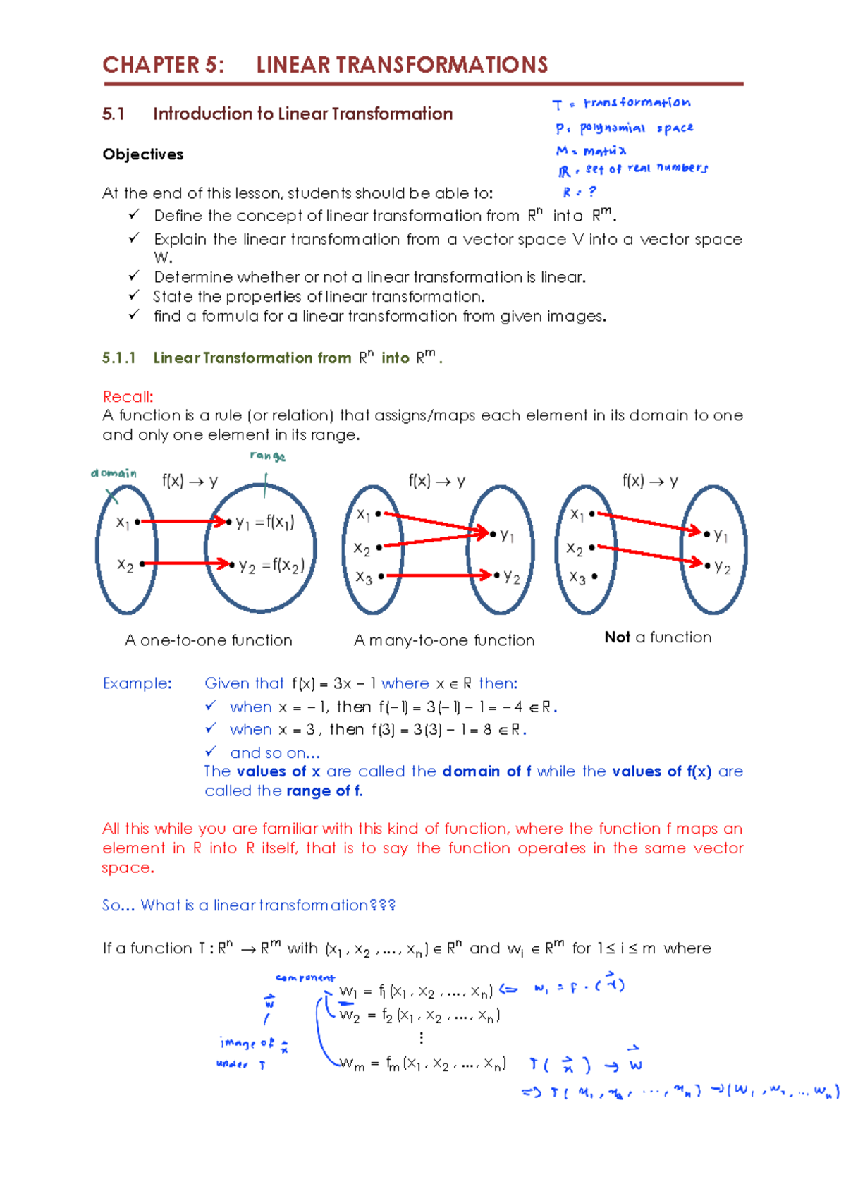 CHAPTER 5: LINEAR TRANSFORMATIONS - Introduction and Key Concepts - Studocu