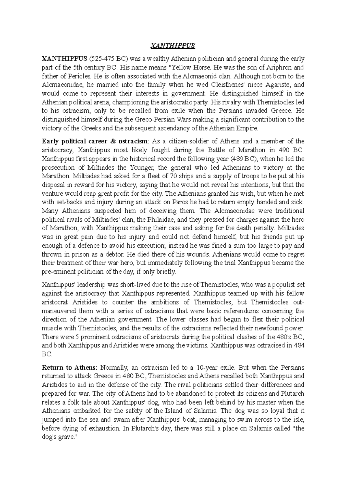 Mintu 500BC-0AD - Great Leaders - XANTHIPPUS XANTHIPPUS (525-475 BC ...