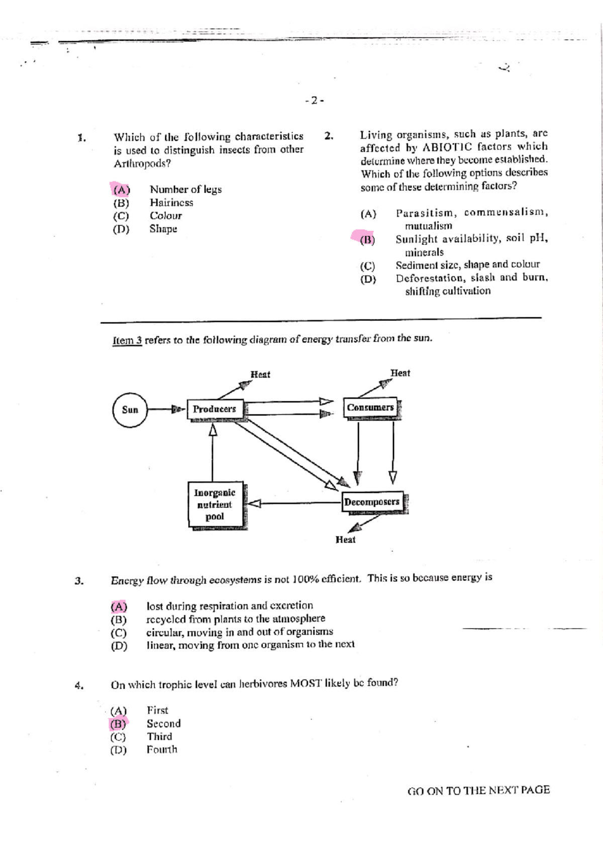 CSEC Biology January 2020 P1 Exam Answers and Explanations - Studocu