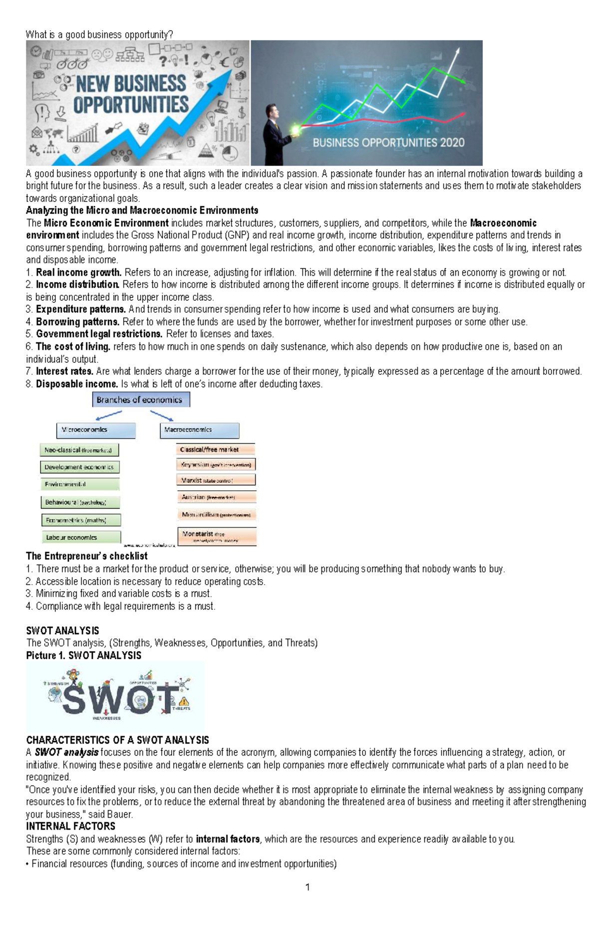 Business Opportunities and Economic Analysis: 2nd Q Handouts - Studocu