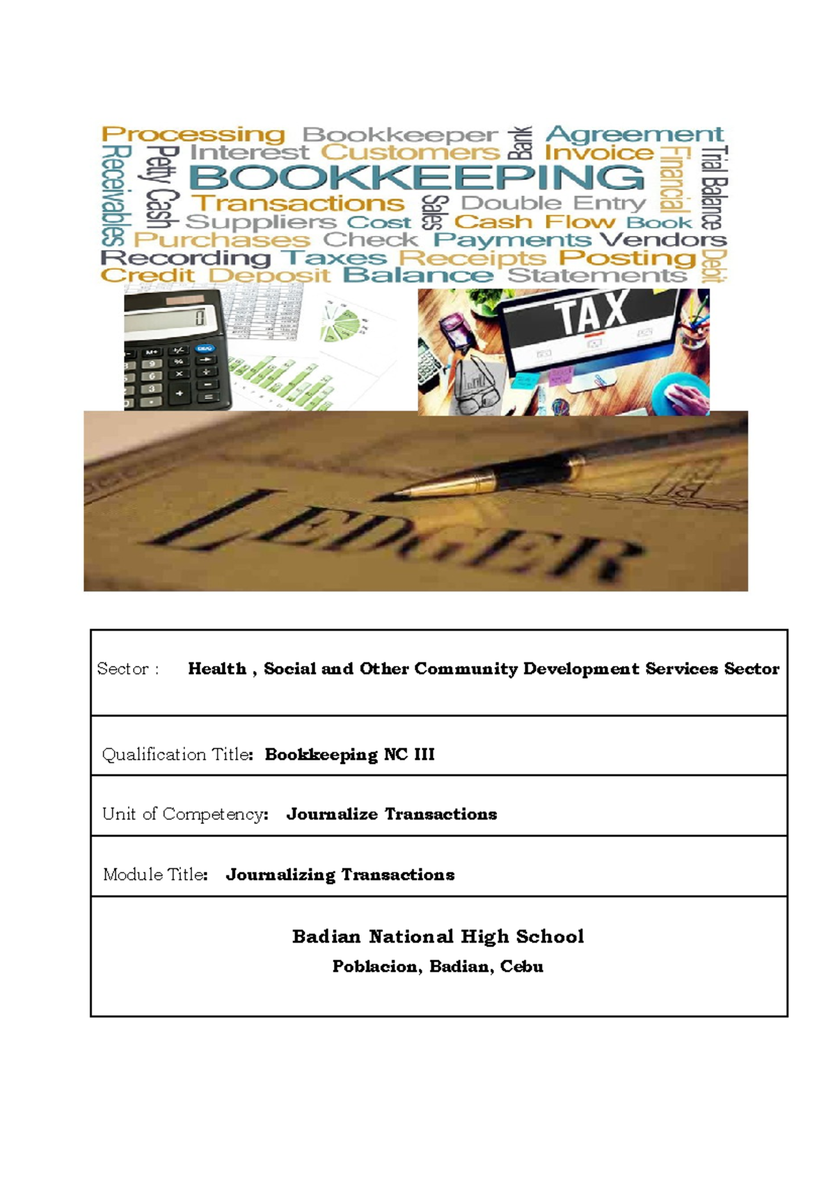 BOOKKEEPING NC Journalizing Transactions Training Module - Studocu