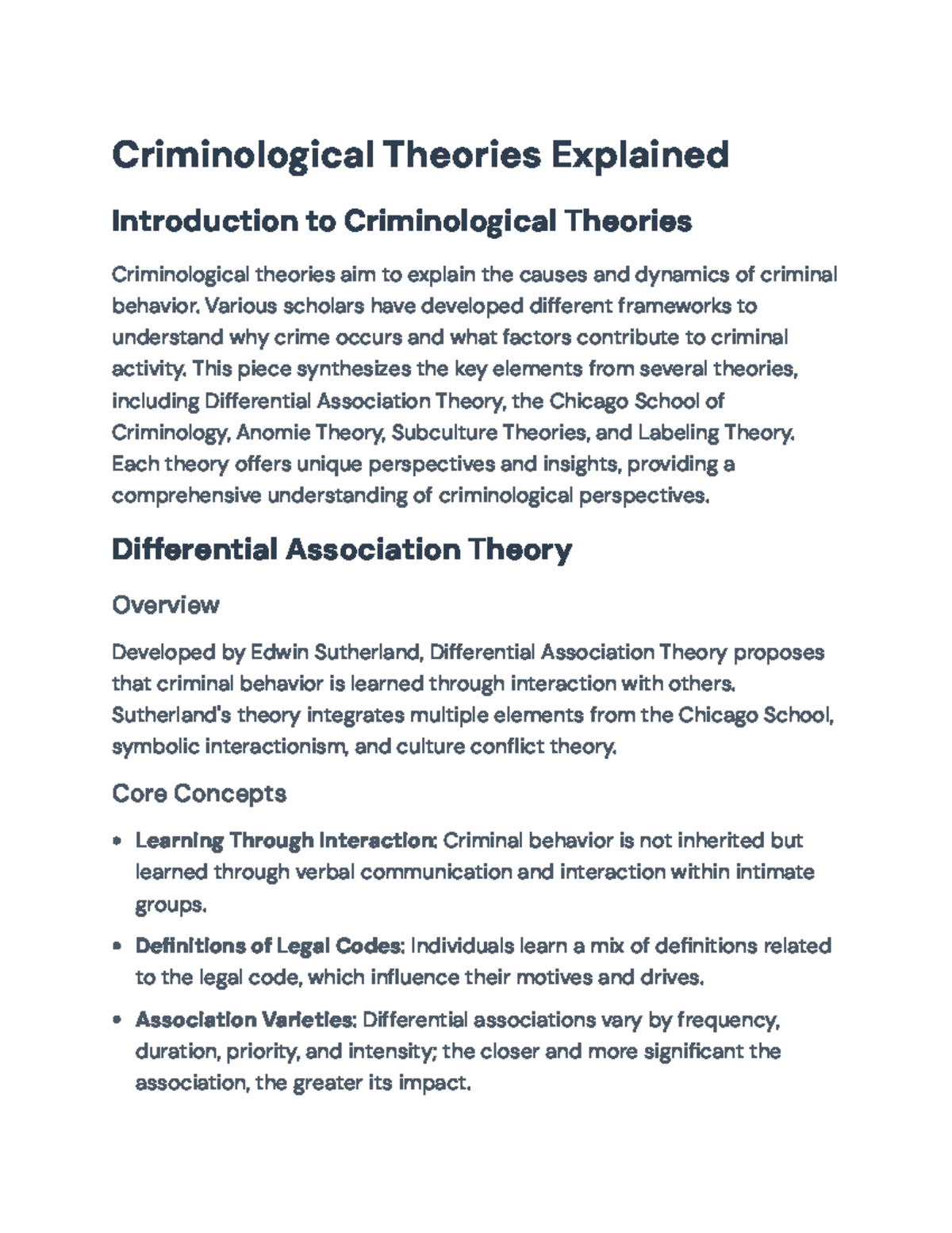Criminological Theories Overview: Key Frameworks and Concepts ...