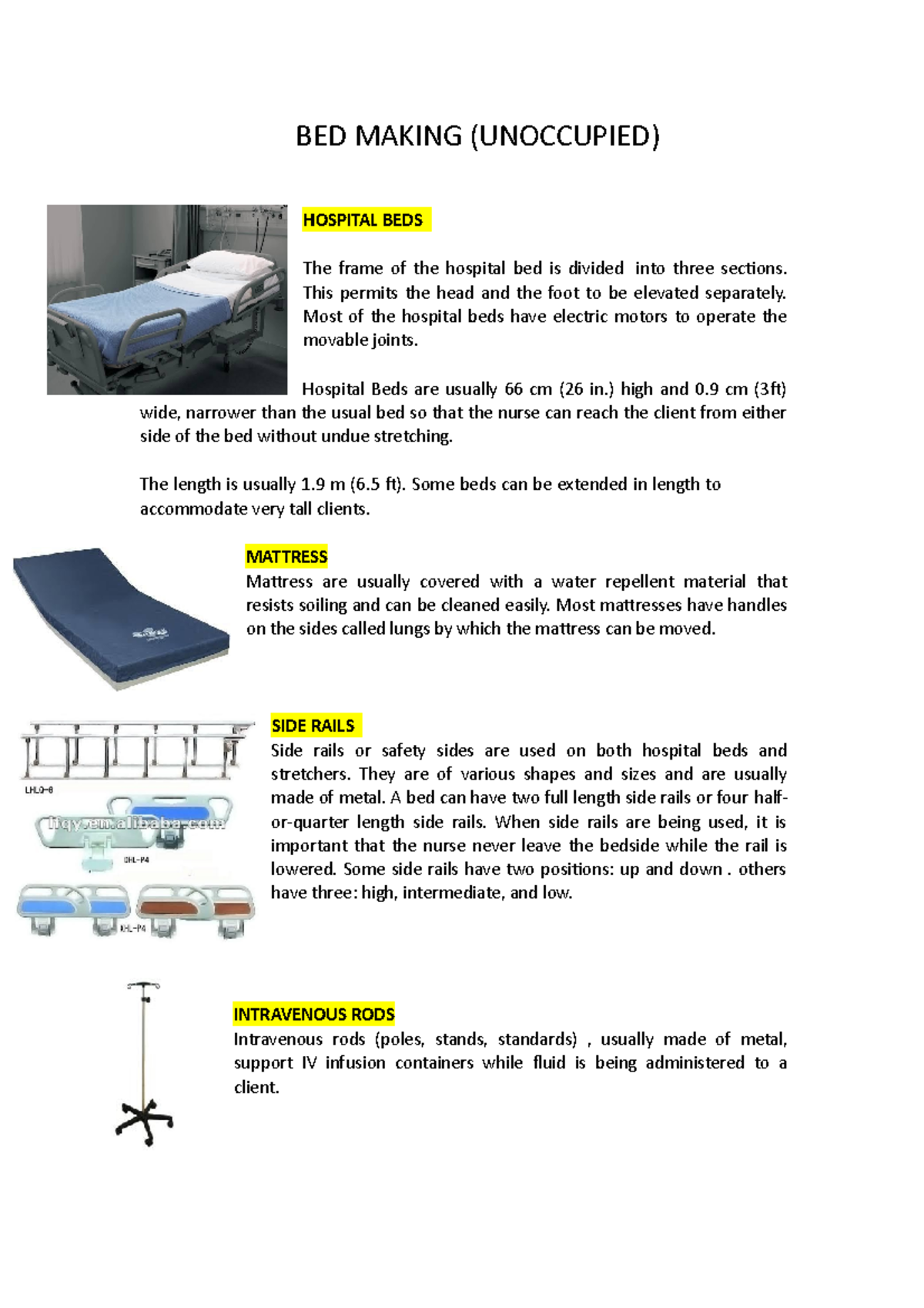 Bed Making Procedure for Hospital Beds: Best Practices & Guidelines - Studocu