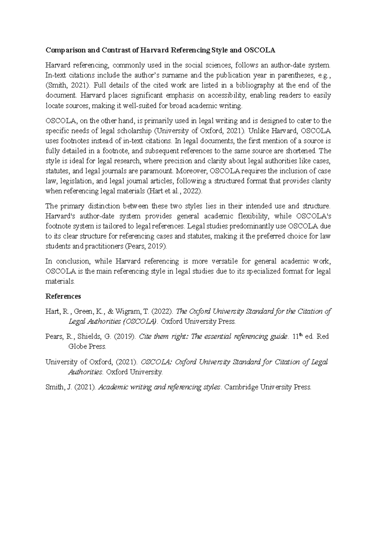 Comparison of Harvard Referencing vs OSCOLA: Key Differences - Studocu