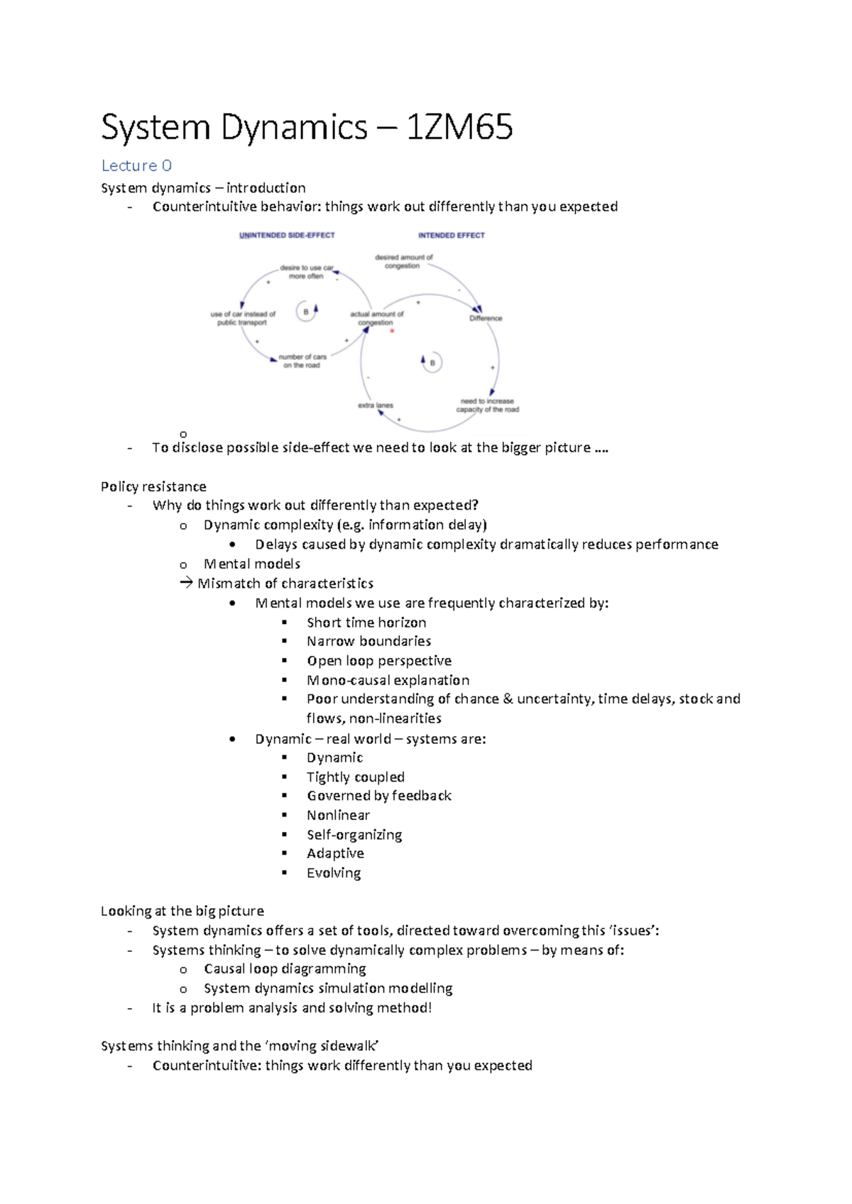 Lecture Notes on System Dynamics for Course 1ZM65 - Studeersnel