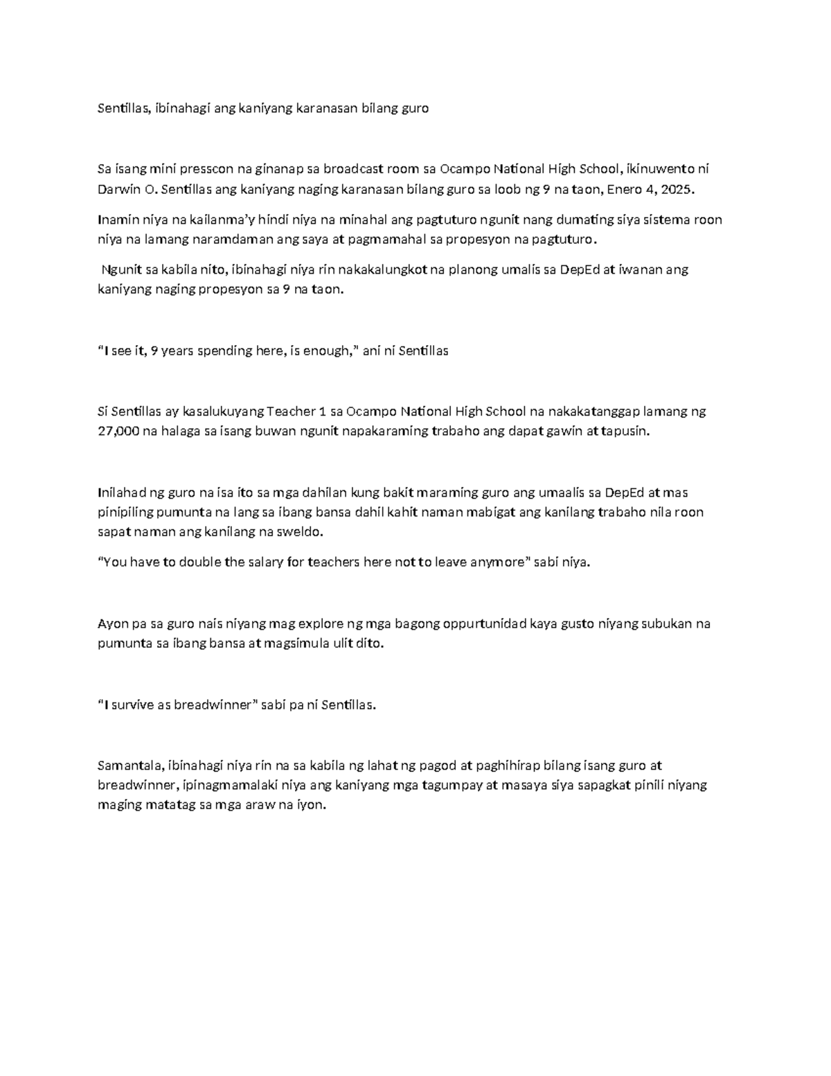 Balita - dmsefvxccc - Sentillas, ibinahagi ang kaniyang karanasan ...