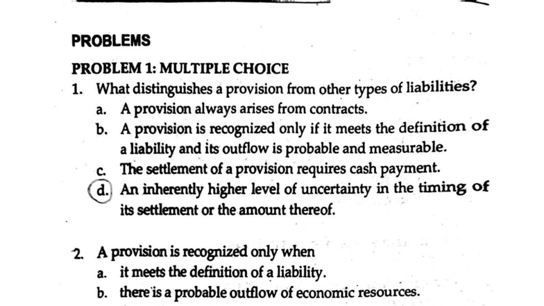 PAS 37 to 41 Activity: Multiple Choice & Discussion Problems - Studocu