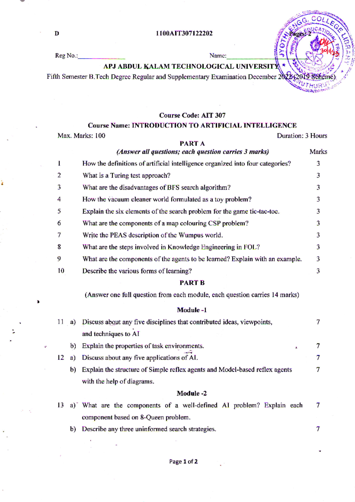 AIT307 Final Exam Study Guide: Introduction to AI (Dec 2022) - Studocu