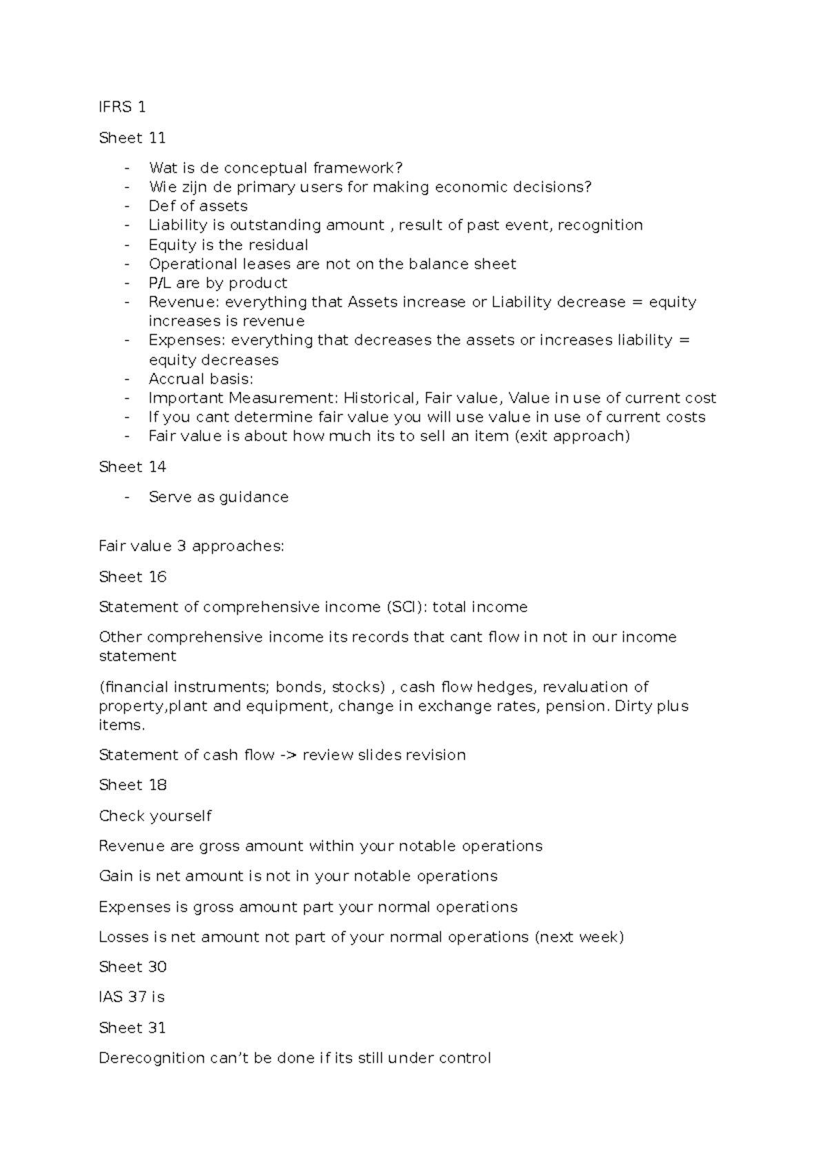 Notes on IFRS 1: Conceptual Framework & Primary Users - Studeersnel