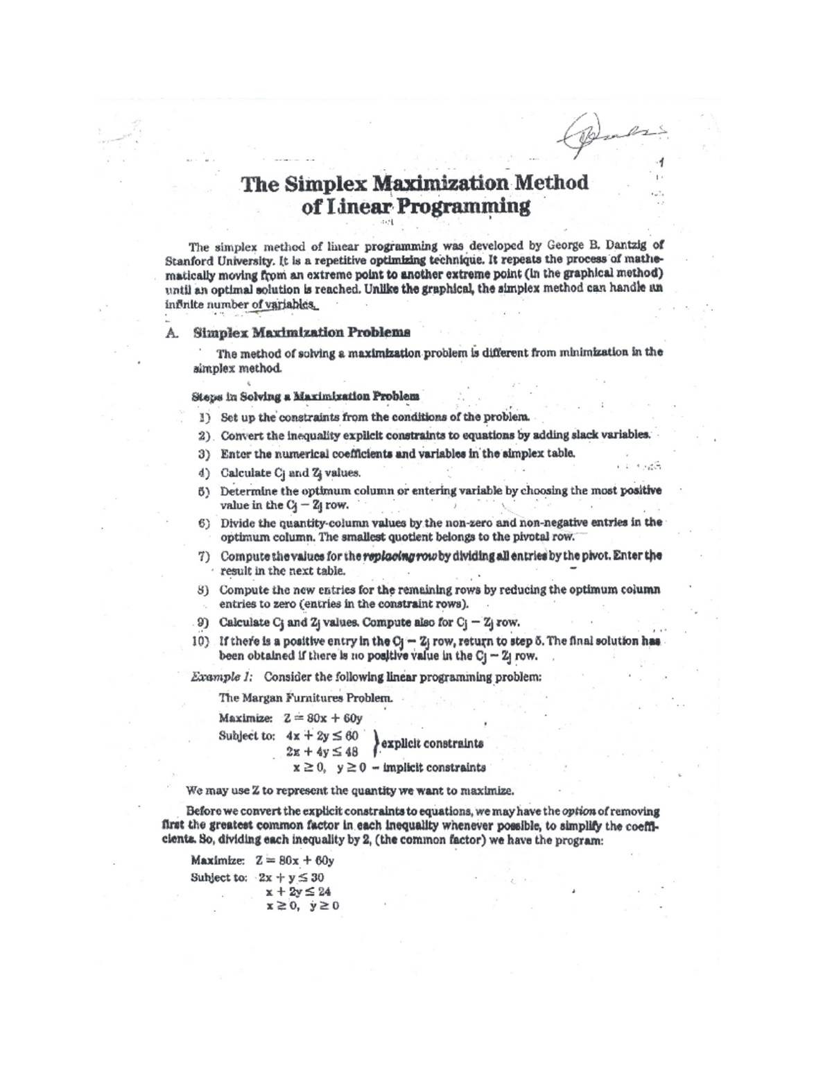 Simplex Maximization Method: A Comprehensive Guide to Linear Programming - Studocu