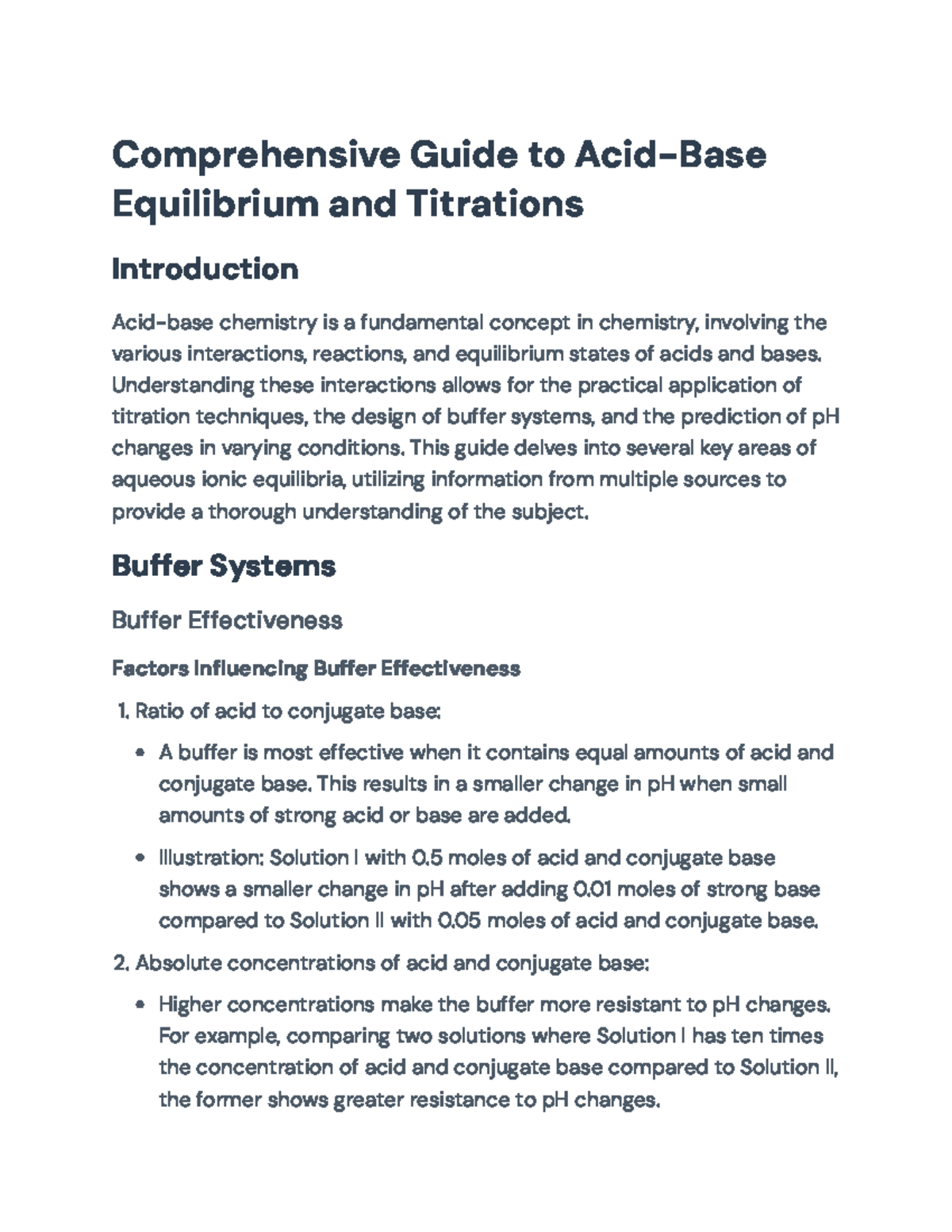 Understanding Acid-Base Equilibria: Titrations & Buffers (CHEM 101) - Studocu