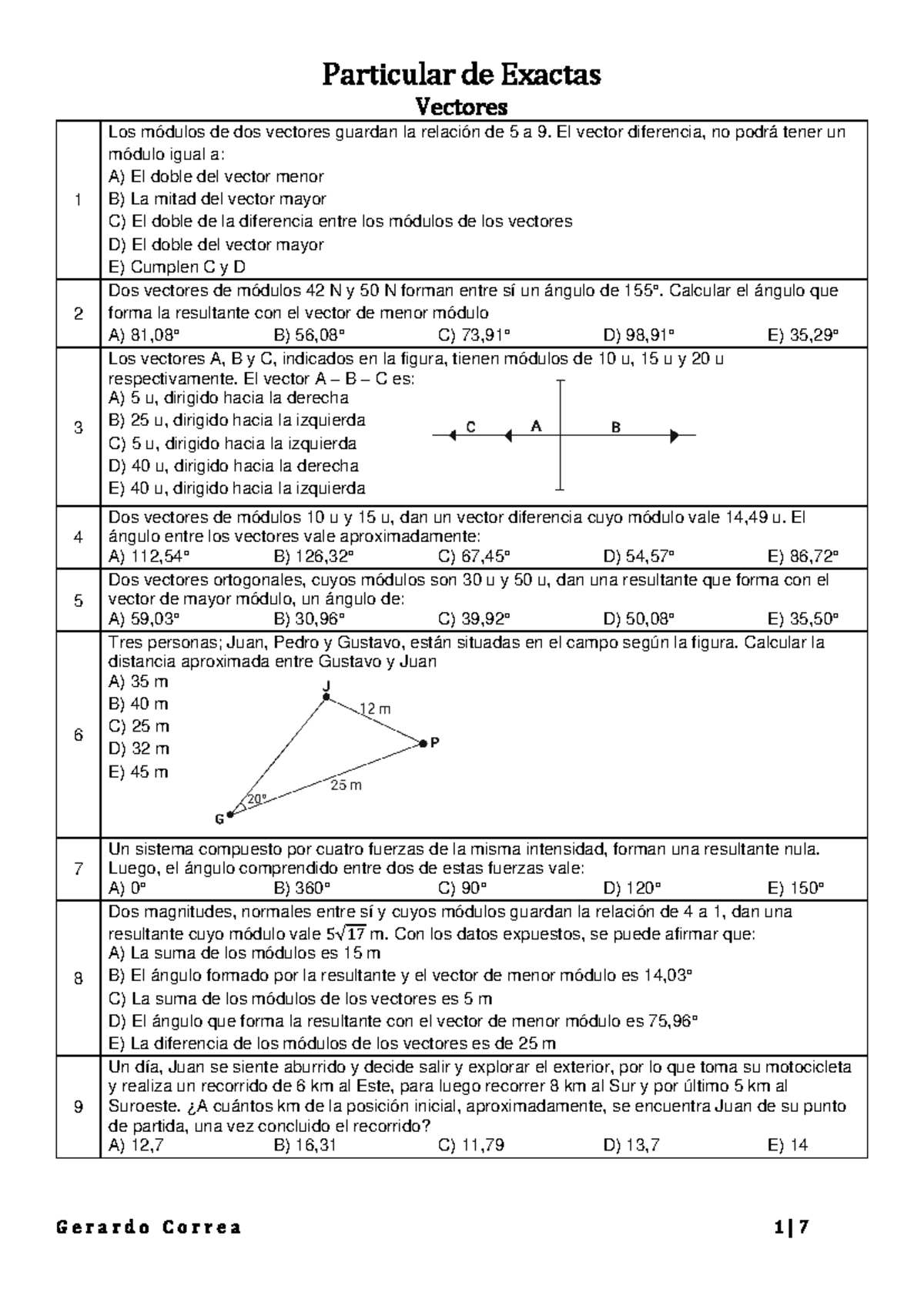 Test Magnitudes y Vectores - Vectores 1 Los módulos de dos vectores ...