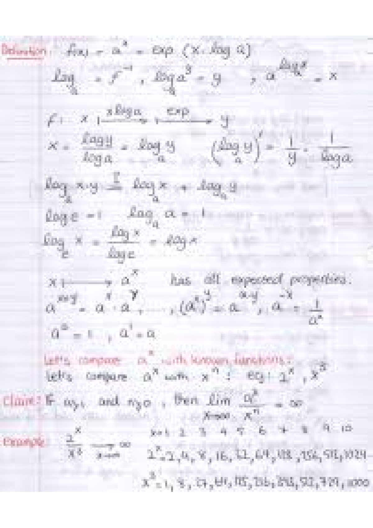 Defension for Exp Log: Properties and Comparisons in Math - Studocu