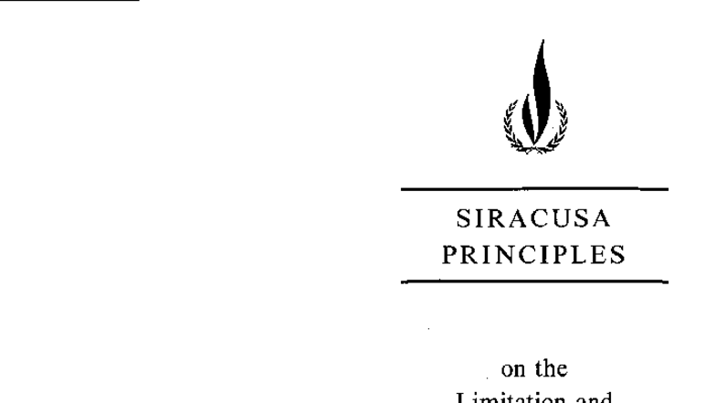 Siracusa Principles ICCPR Legal Submission 1985 Analysis - Studocu