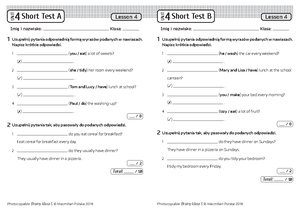 Brainy kl5 Short Tests Unit 4 Lesson 1 - Imię i nazwisko: Klasa: Imię i ...