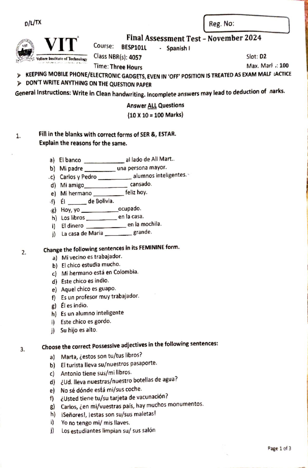 BESP101L FAT D2 2024 - FAT paper - D/L/TX 1. VI 2. VIT 3. Vellore ...