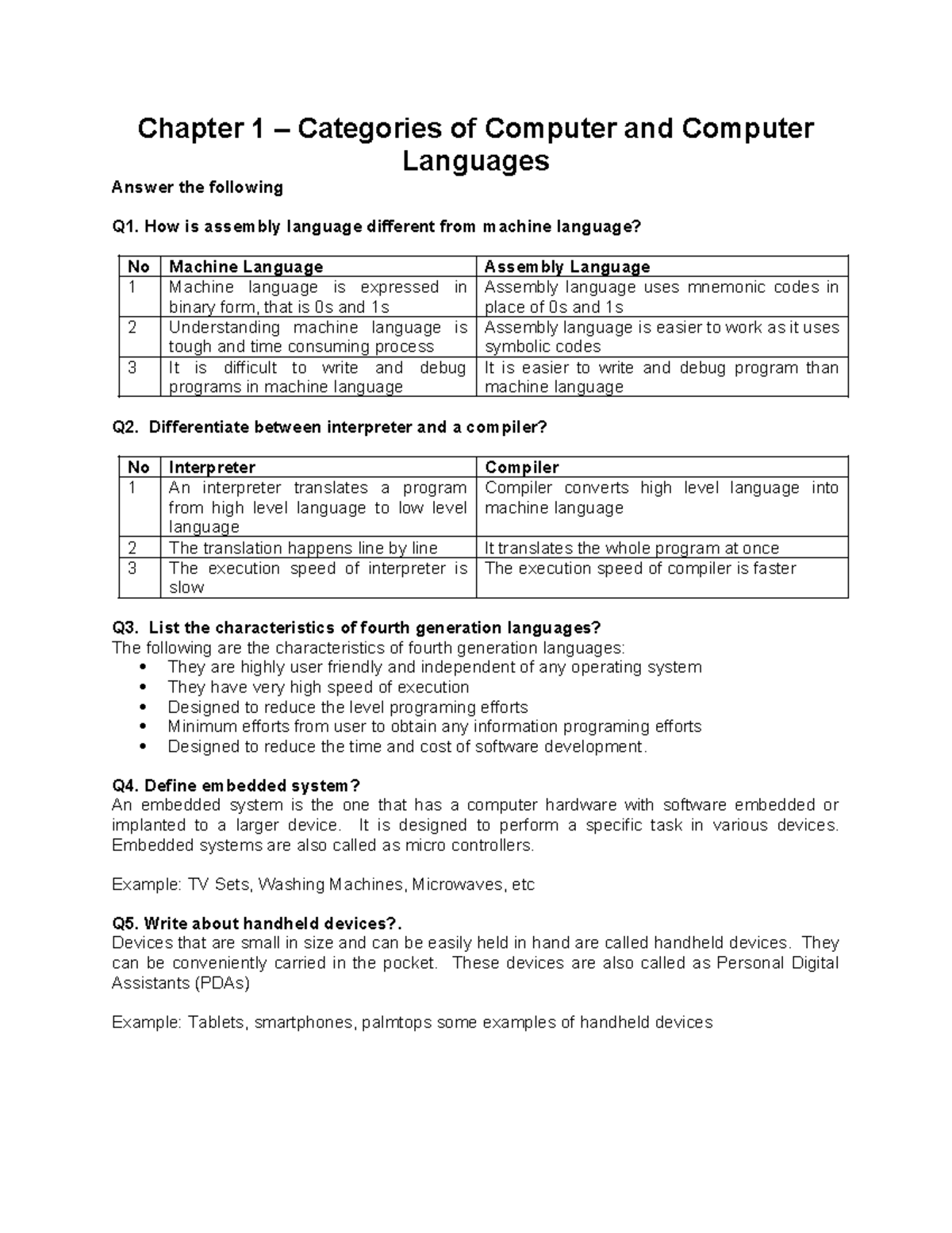 Chapter 1: Categories of Computers & Languages - Key Concepts and ...