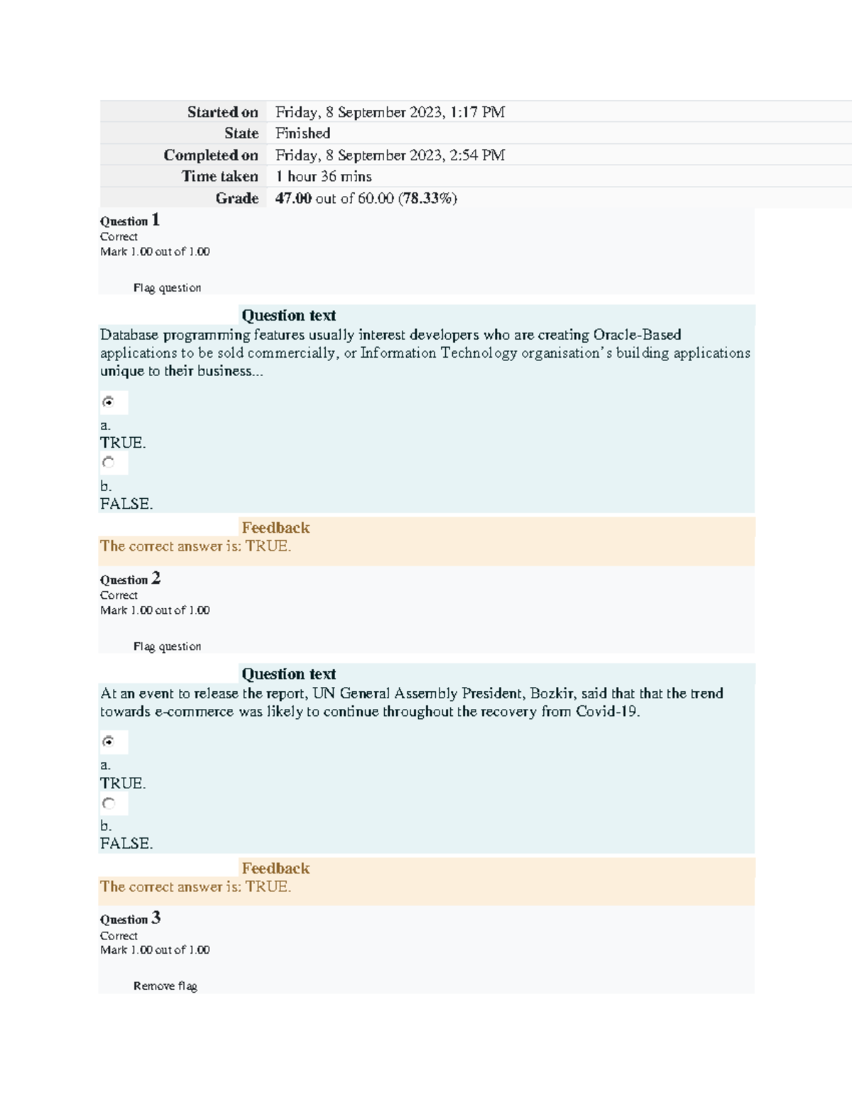 AIN ASS4 Final Exam Attempt 1 Results and Feedback Summary - Studocu