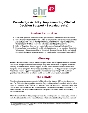 Introduction to Chart Deficiencies (Baccalaureate) HBK1007.7 ...