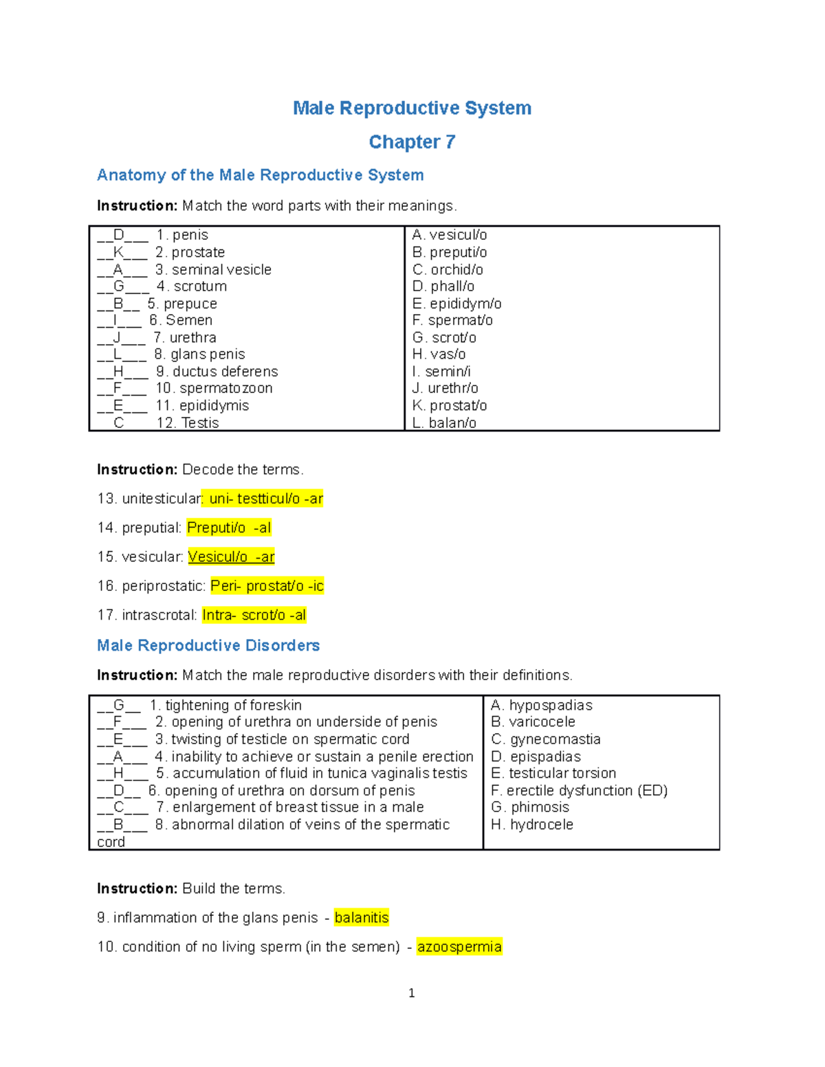 AHP105 Week 6 Assignment: Male and Female Reproductive Systems Overview - Studocu