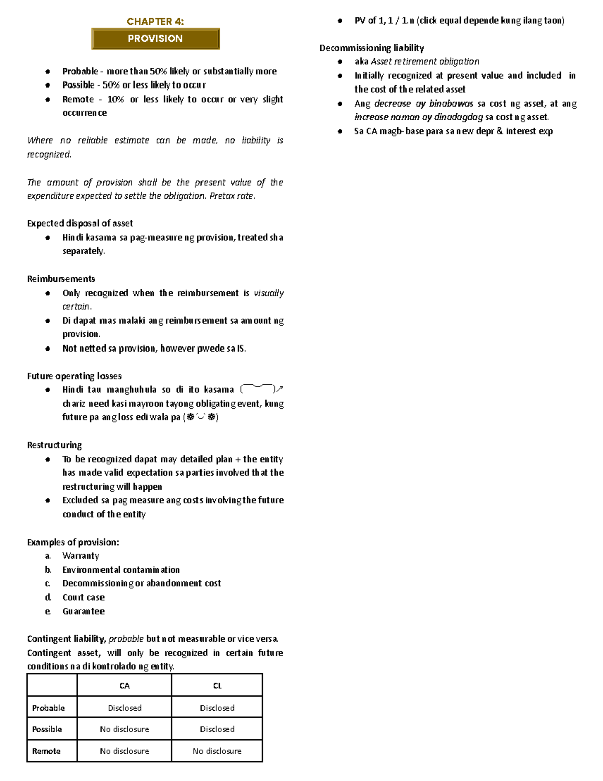 Key Concepts and Provisions Overview - IA 2 Chapter 4 - Studocu
