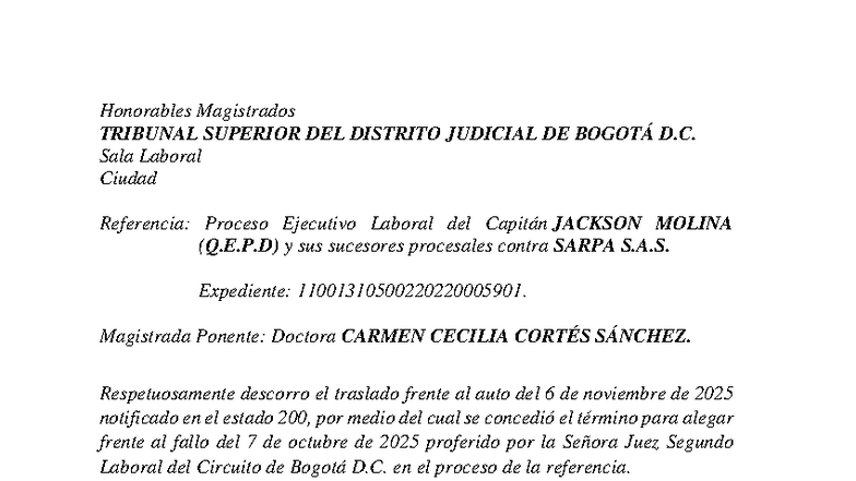 Recurso de Apelación: Sustentación del Caso Jackson Molina Umbarilla vs ...
