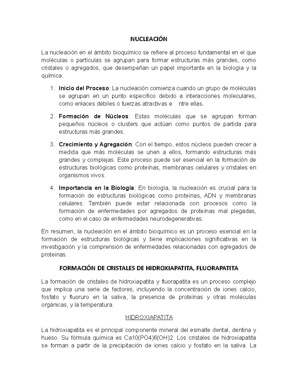 Nucleación - nucleacion, cristales de hidroxiapatita, cemento ...