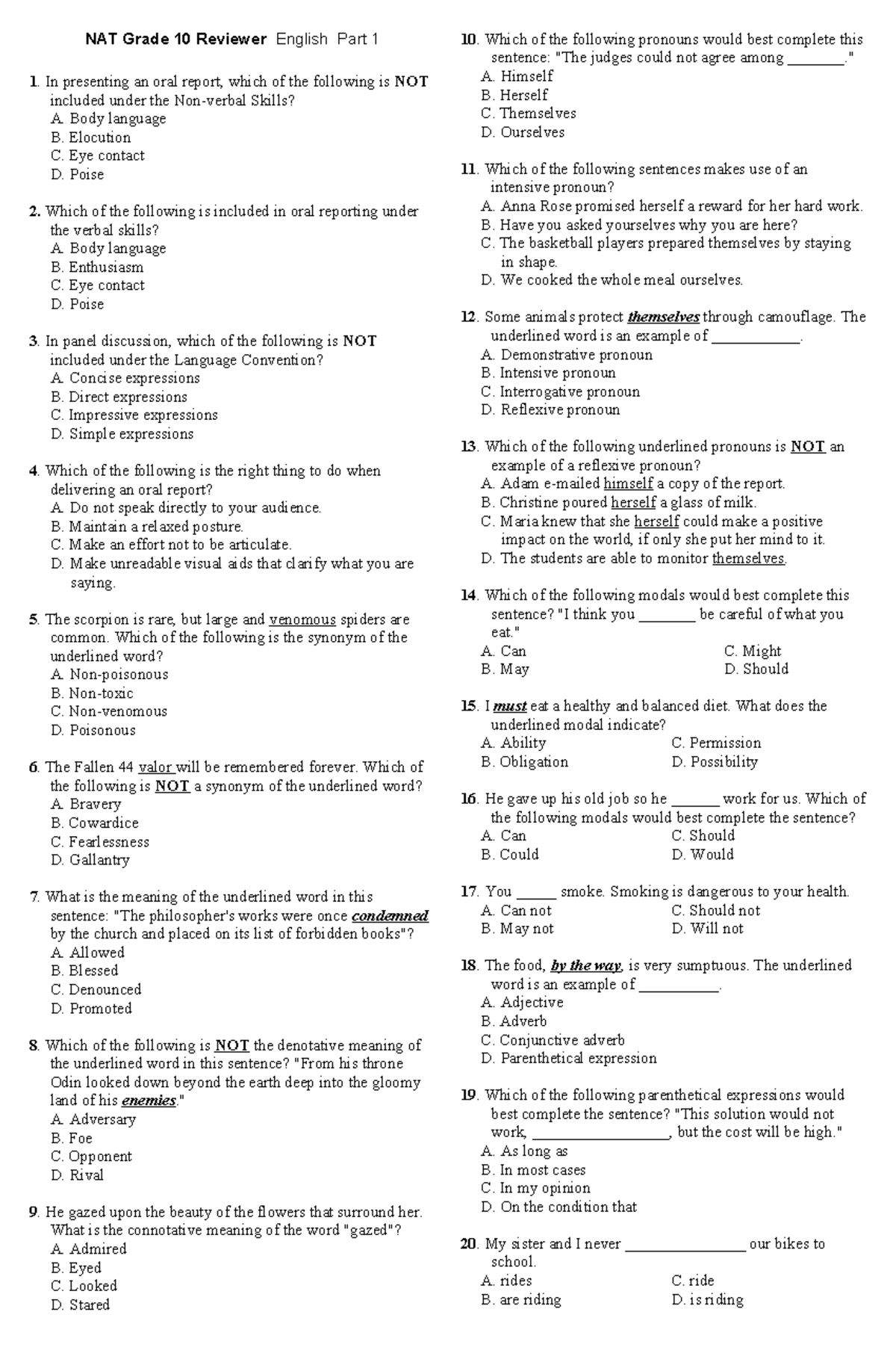 NAT Grade 10 Reviewer (English) Part 1 compressed - NAT Grade 10 ...