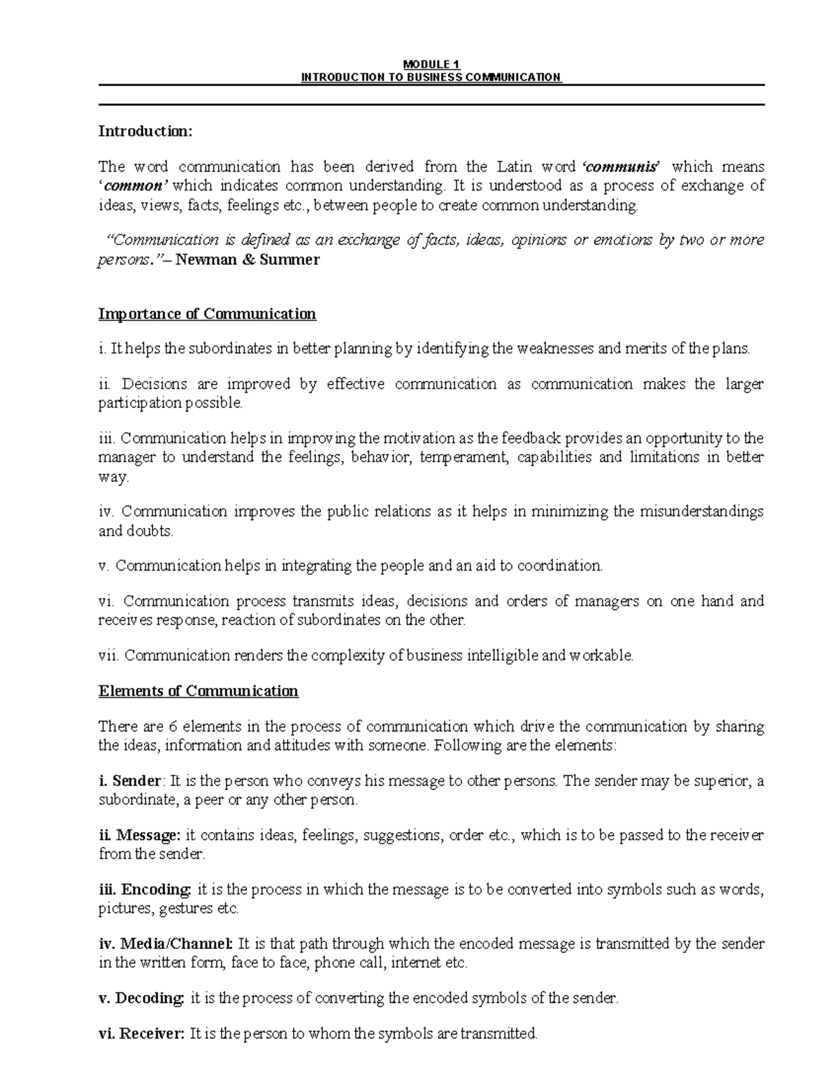 BBA BC 1: Module 1 - Introduction to Business Communication Essentials ...