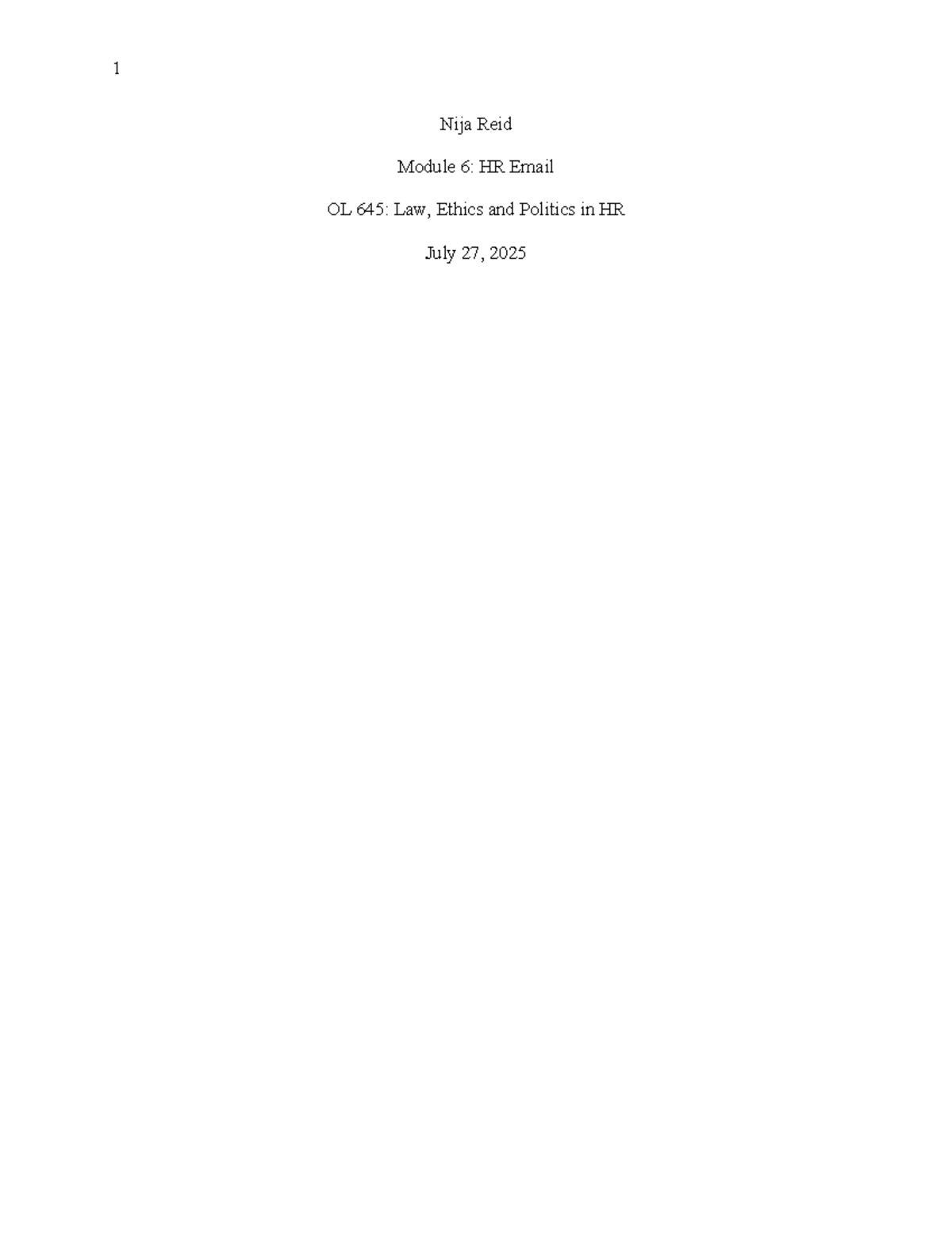 OL 645: Module 6 HR Email on DEI Impact and Ethics - Studocu