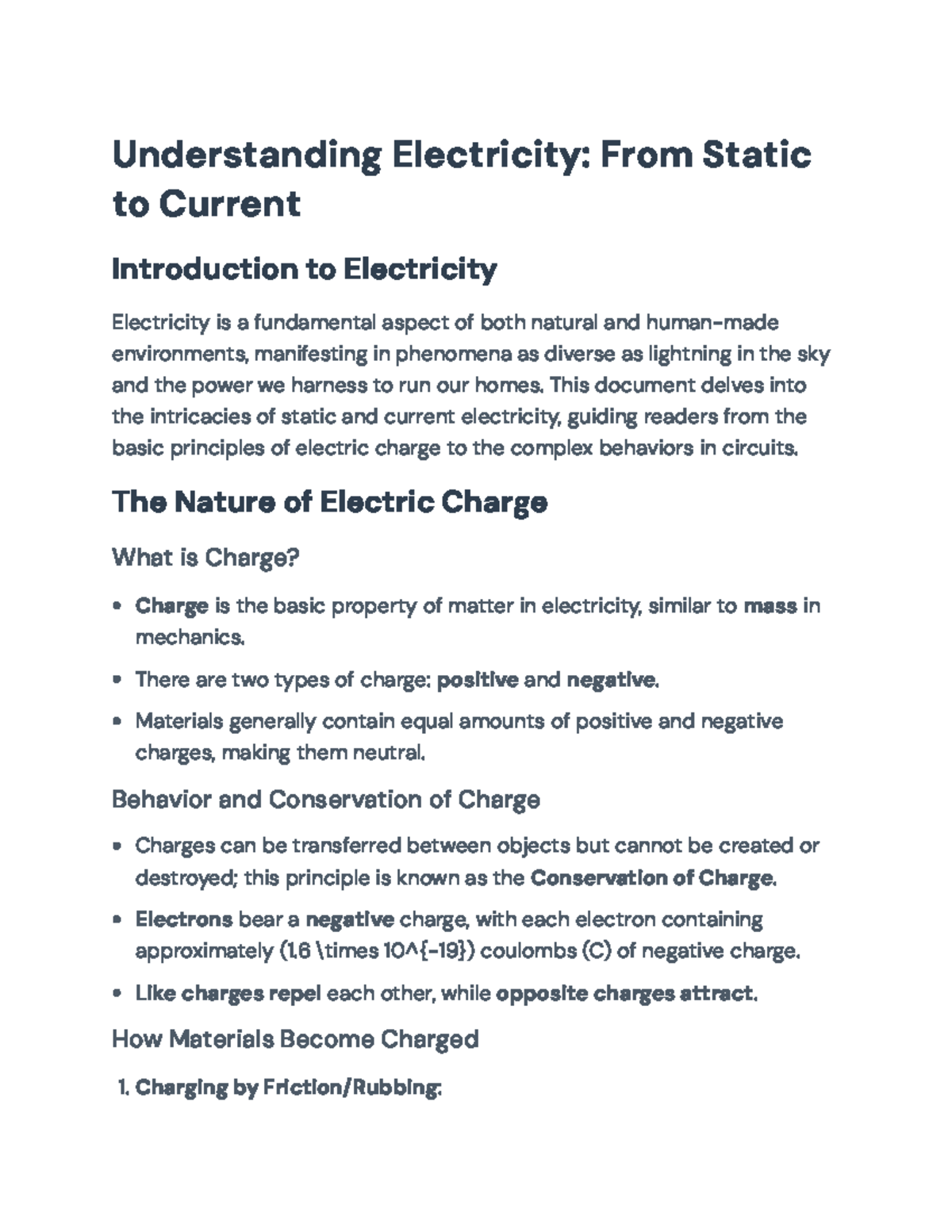 Understanding Electricity: Static & Current Principles - ENG101 Guide ...