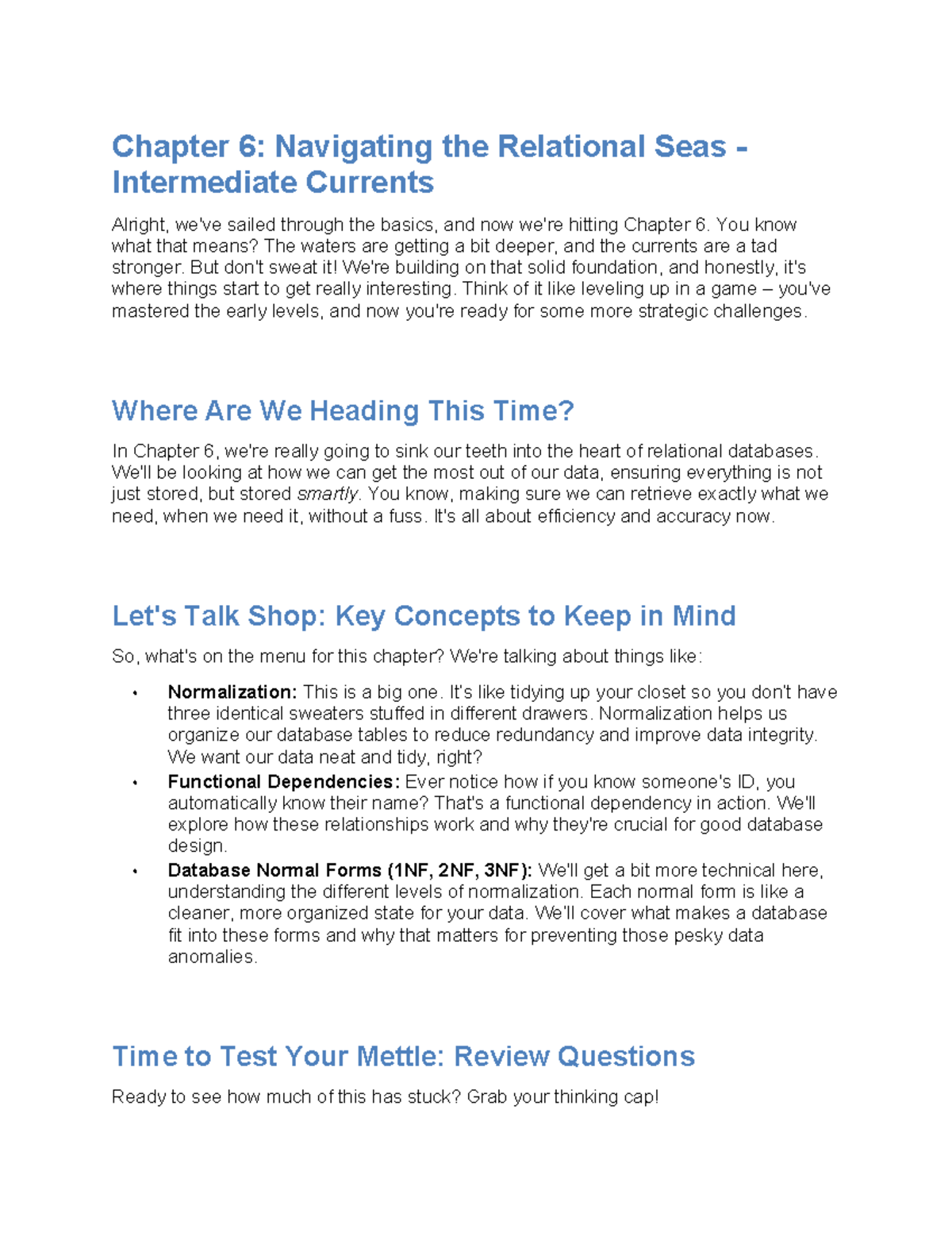 DBMS Chapter 6: Navigating Relational Databases and Key Concepts - Studocu