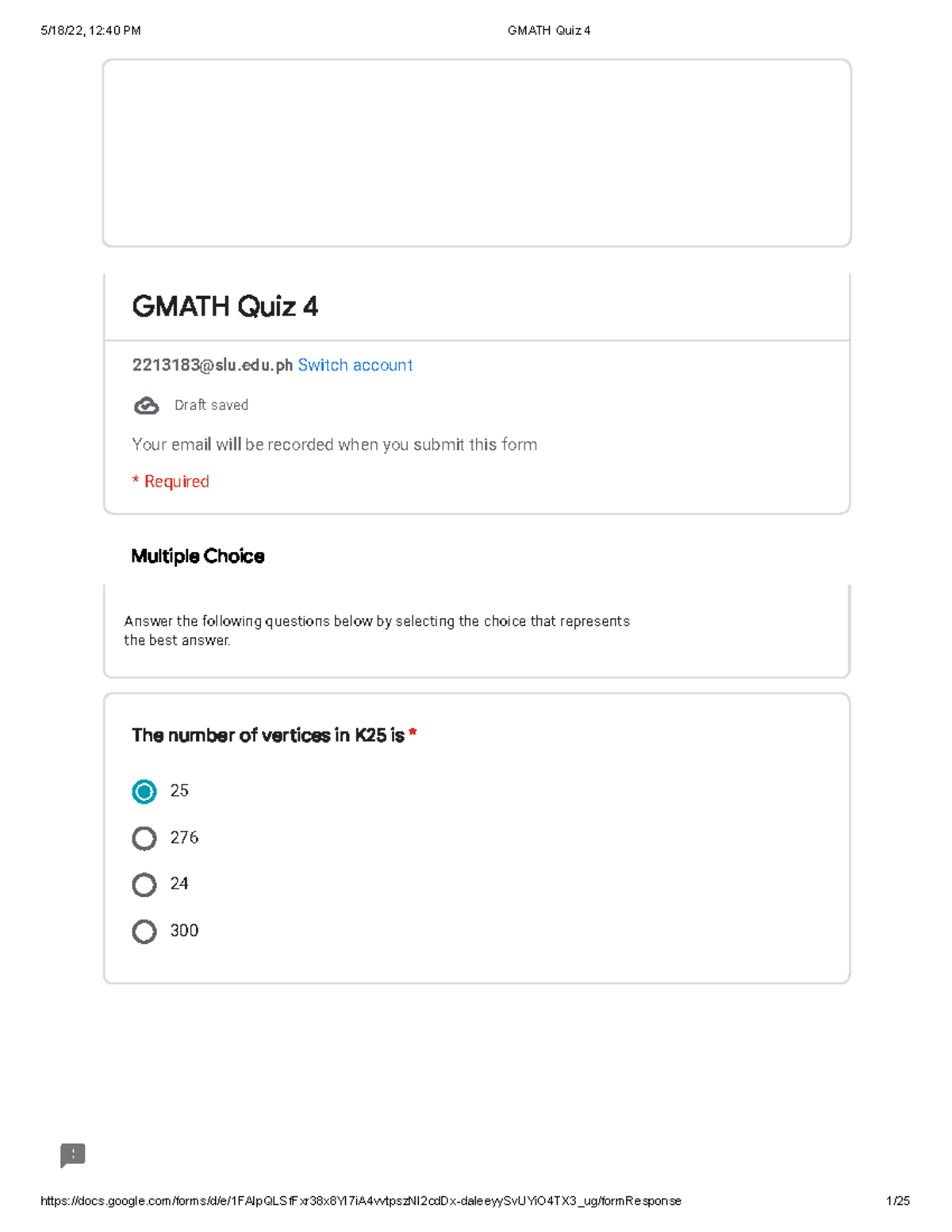 GMATH Quiz 4: Multiple Choice Questions and Solutions Guide - Studocu