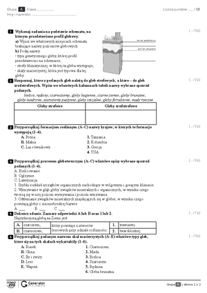 Hydrosfera - Test Rozwiązania Grupy A i B (41 pkt) - Studocu